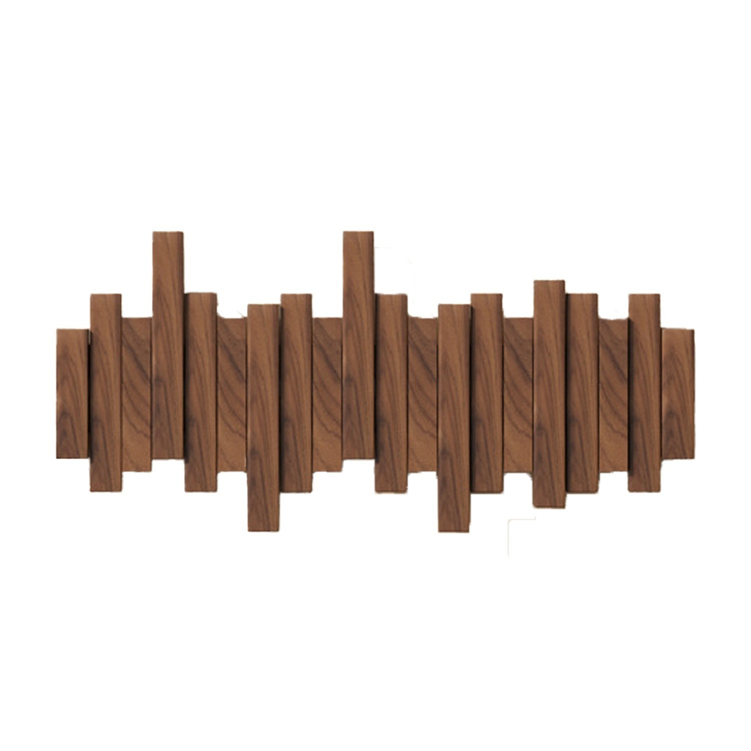 Ebern Designs Walnut Wall-Mounted Piano Coat Rack 6 Hooks Punch-Free ...