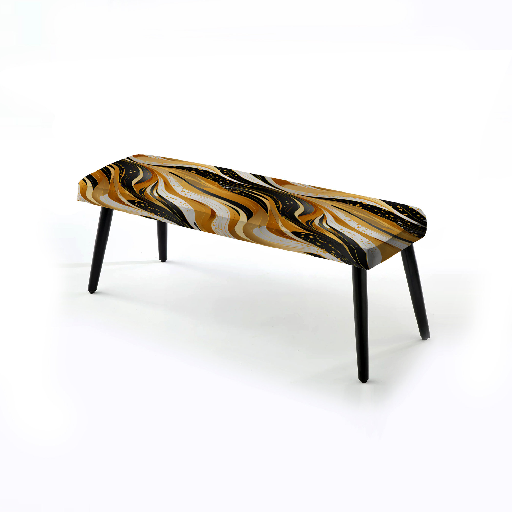 Design Art Gold And Black Striped Bengals - Marble Upholstered Black ...