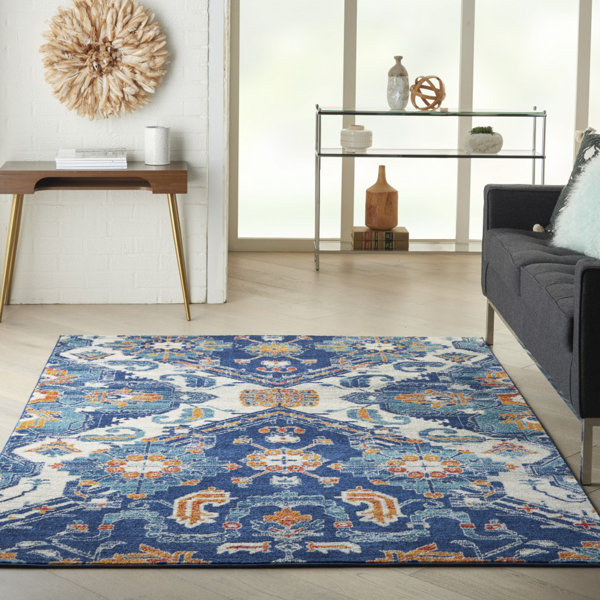 Langley Street Verda Oriental Ivory/Blue Area Rug & Reviews | Wayfair