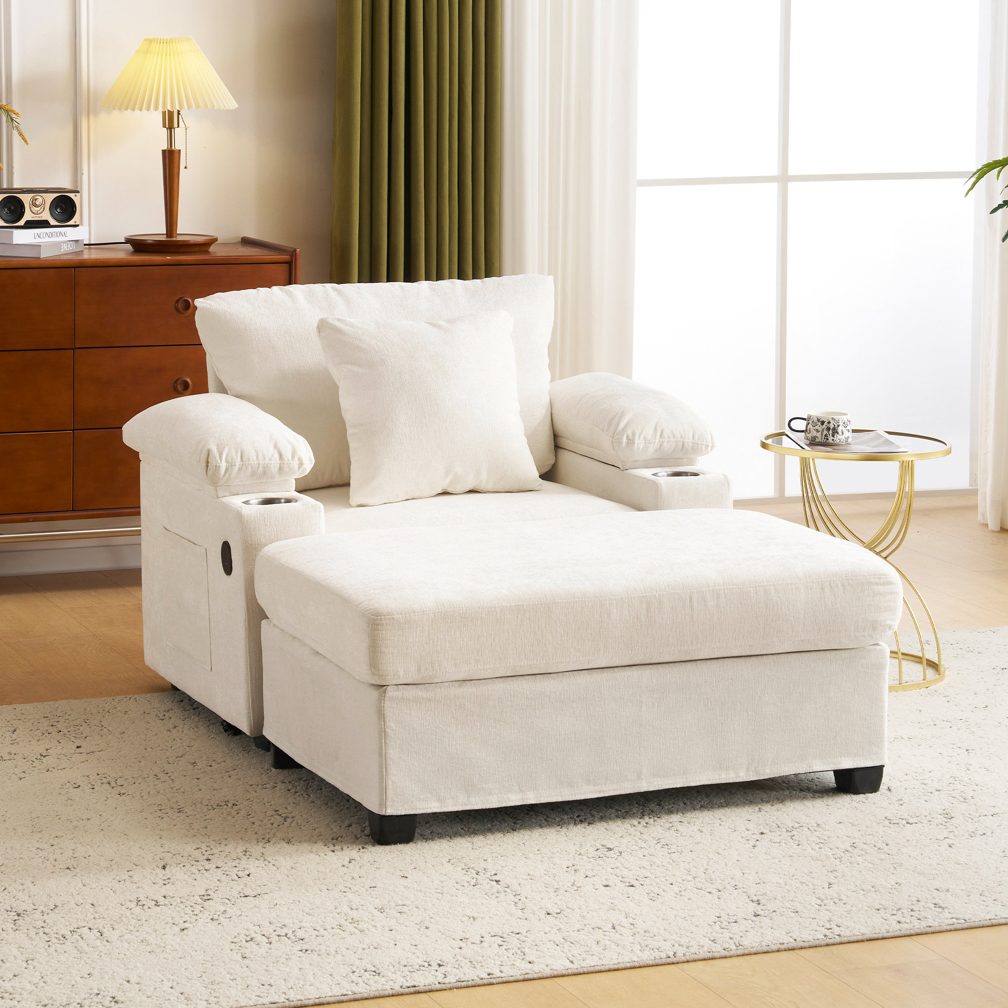 Element Ace Convertible Oversized Lounge Chair with Ottoman - Modern ...