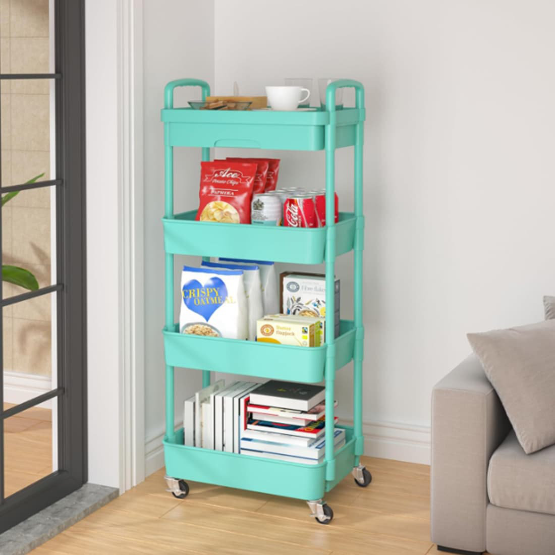 Rebrilliant Four-Layer Rolling Multi-Purpose Cart With Drawers, Multi ...