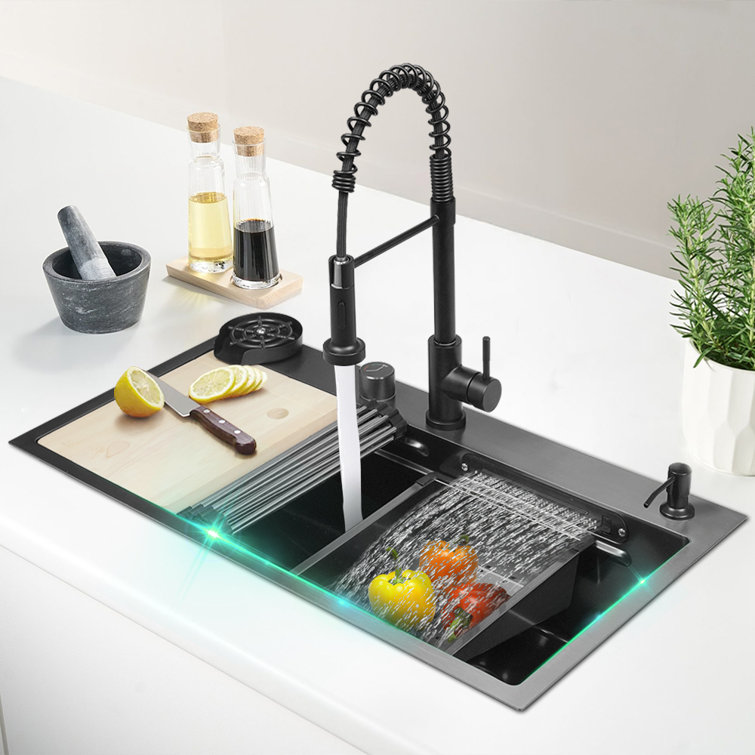 TTG PACE 33'' L Drop-in Single Bowl Stainless Steel Kitchen Sink ...