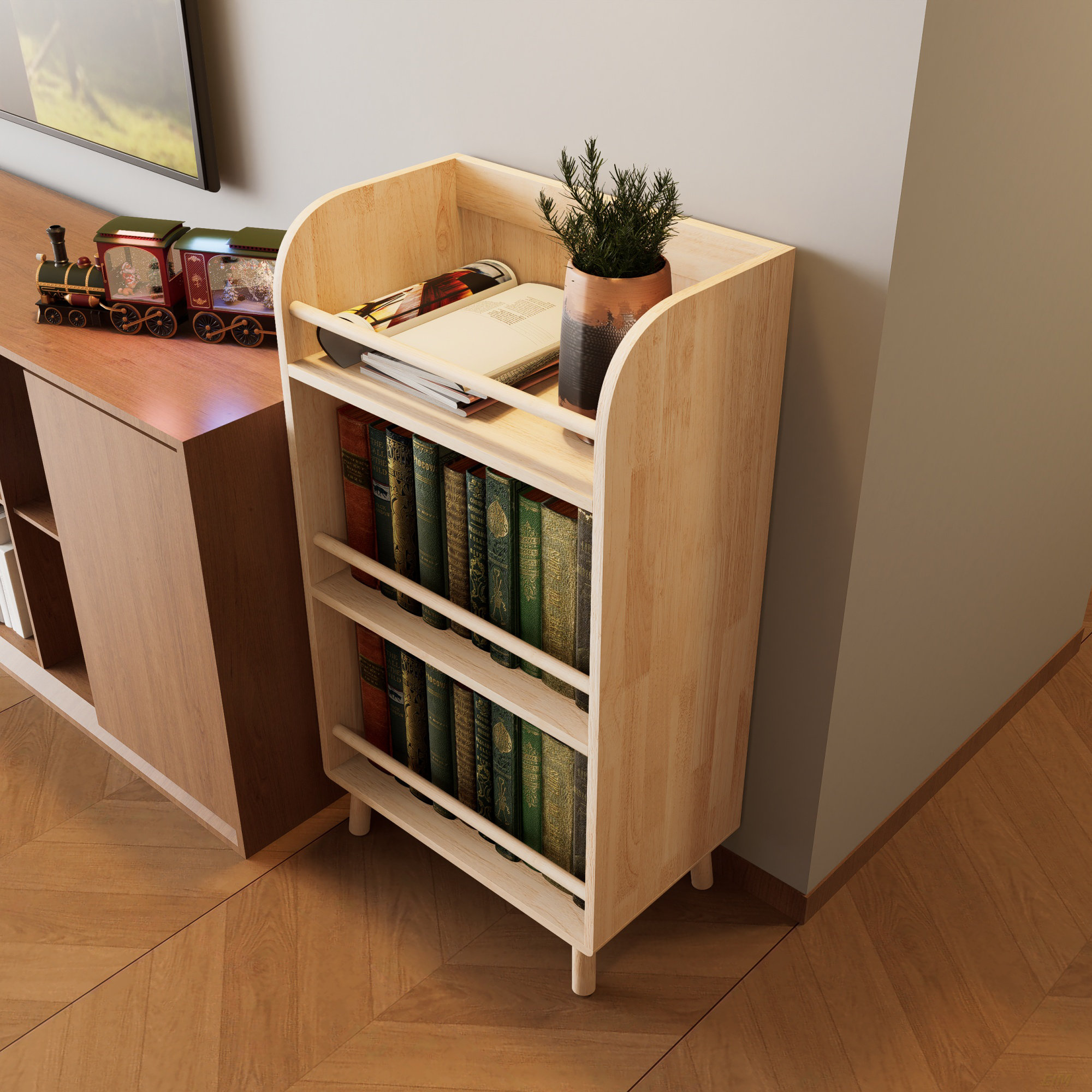 17 Stories Pine Solid Wood Bookshelf/Bookcase - 0.6" Thick Shelves ...