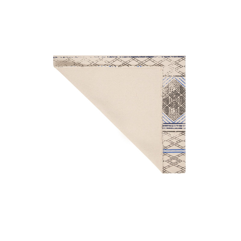 French Connection Moroccan Flatweave Cotton Natural/Blue Area Rug | Wayfair