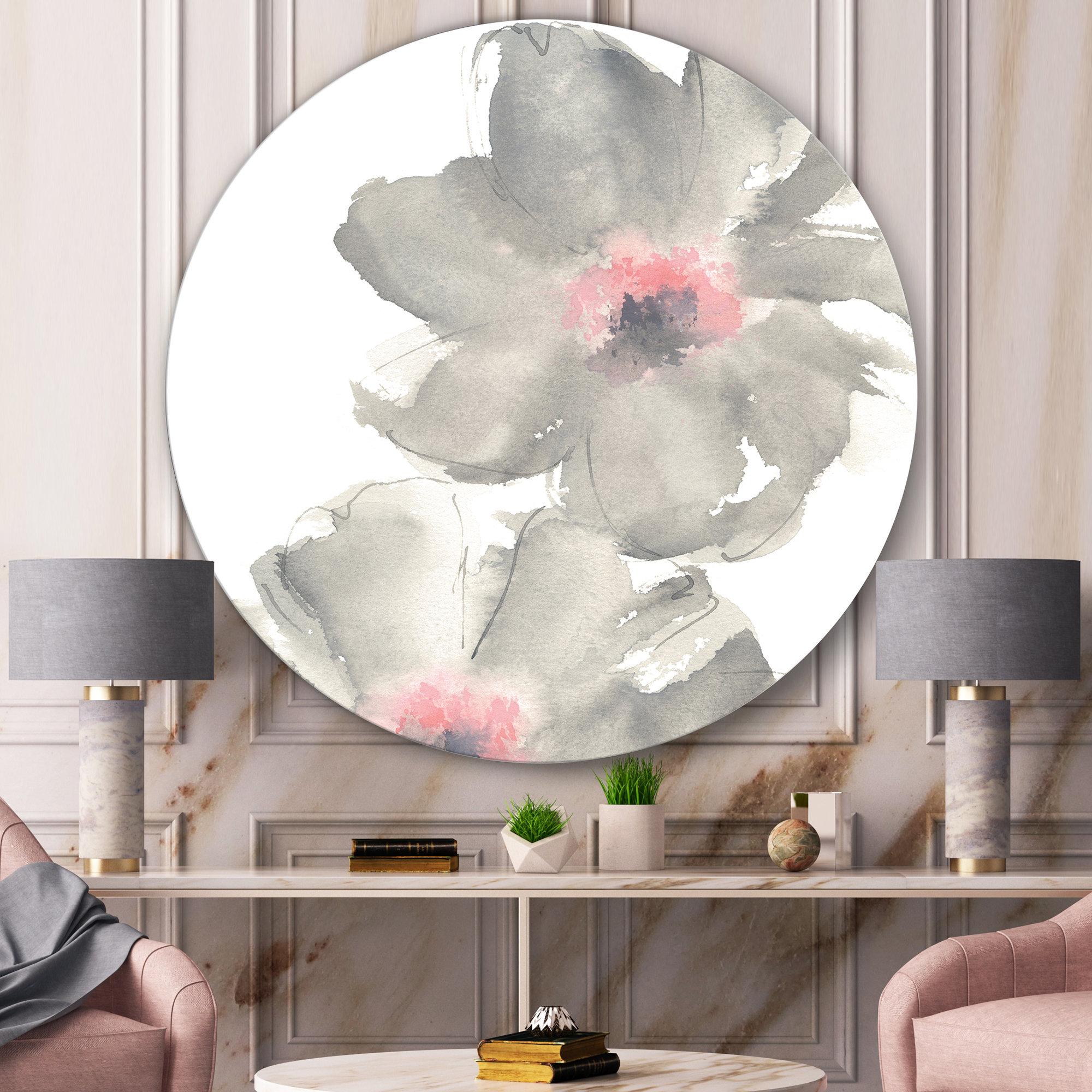 East Urban Home Shabby Grey Blush Cosmo I Shabby Grey Blush Cosmo I ...