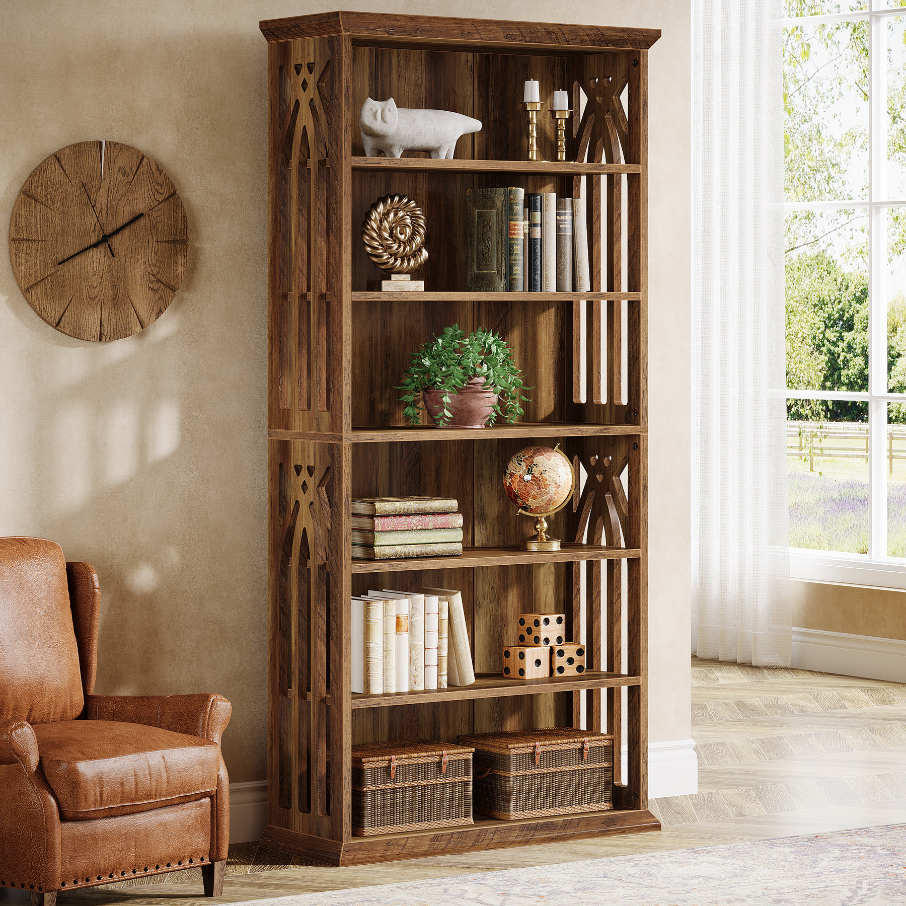 Millwood Pines 6-tier Bookcase, 75'' Tall Book Shelf & Reviews | Wayfair