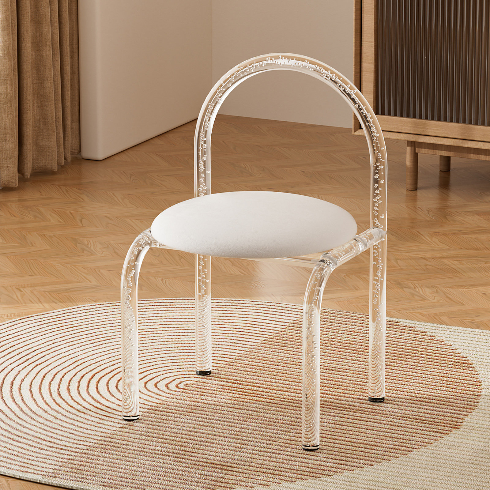 Ophelia & Co. Chert Acrylic Vanity Stool With White Velvet, Accent ...