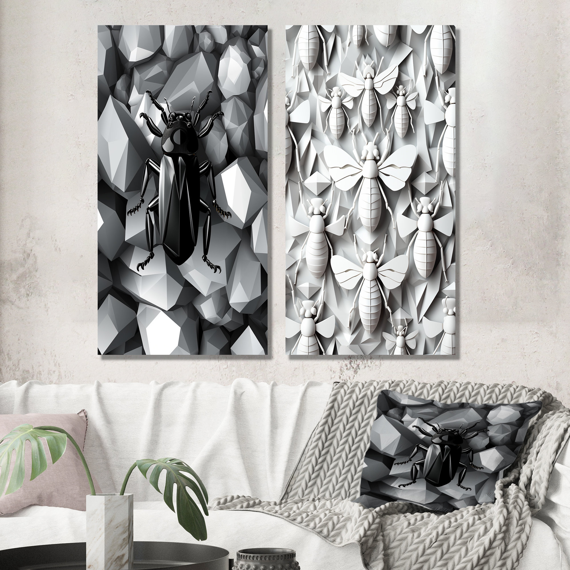 August Grove® Black And Grey Rocks And Bugs I - Insects & Bugs Wall ...