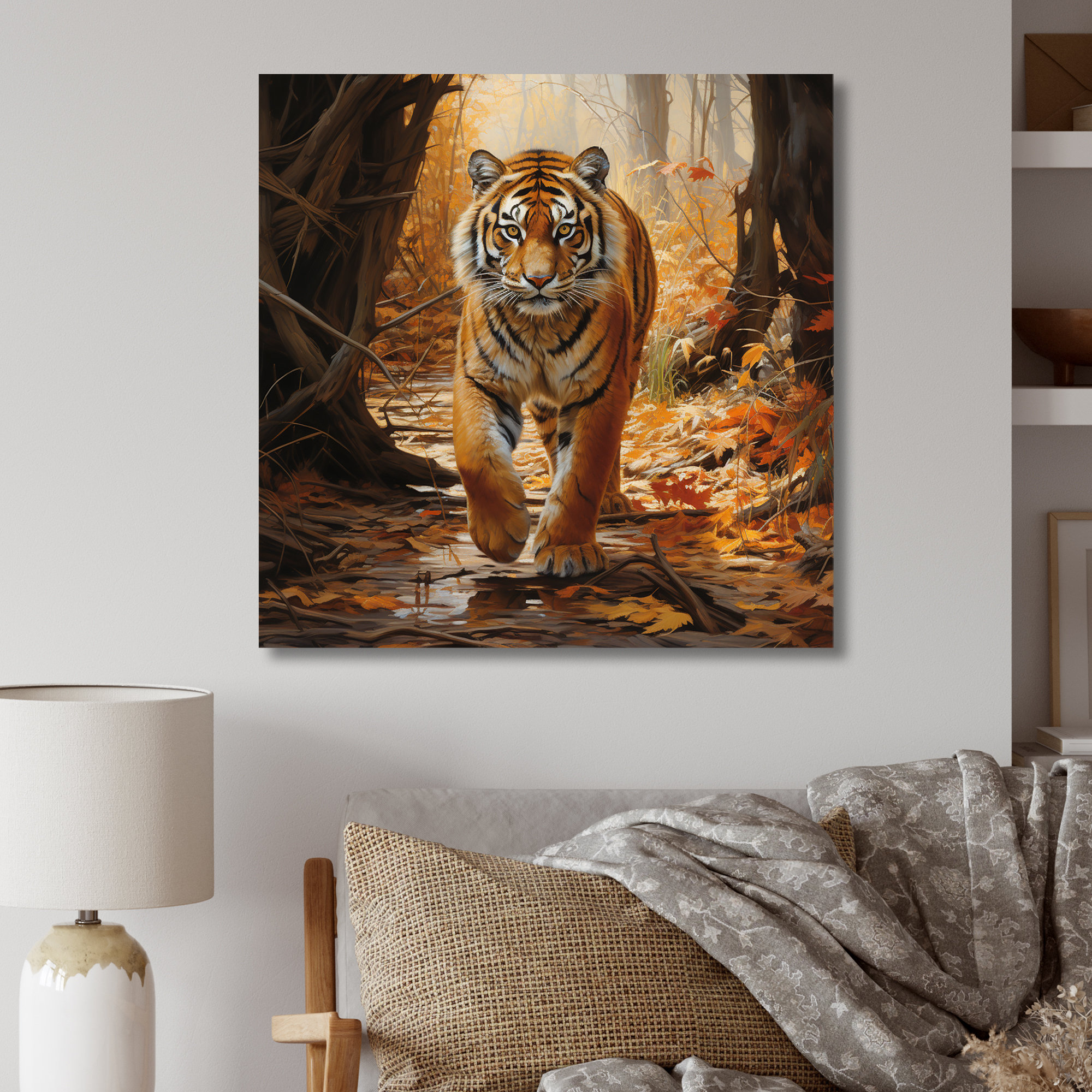 Latitude Run® Brown Jungle Tiger Stare Portrait II - Tiger Animal Metal ...