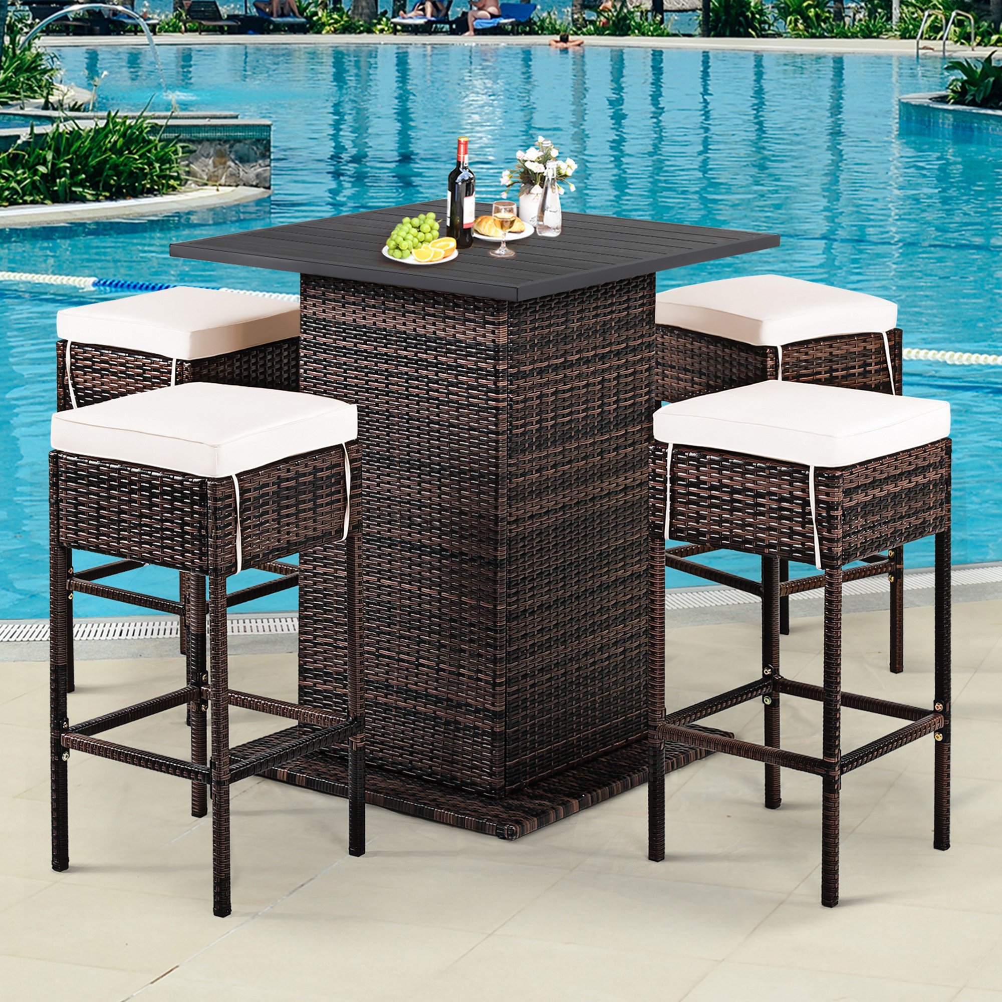Latitude Run® Bar Set with Steel Frame and Wicker Outer Material | Wayfair