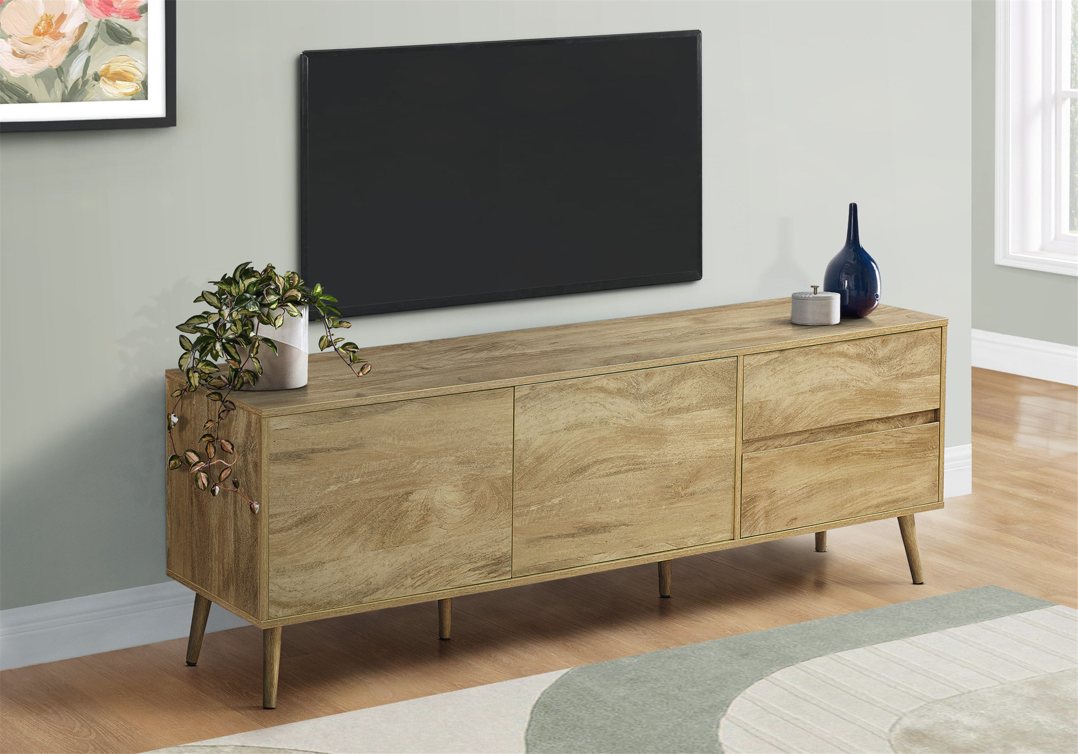 George Oliver Charming Mid-Century TV Stand with Abundant Storage and ...