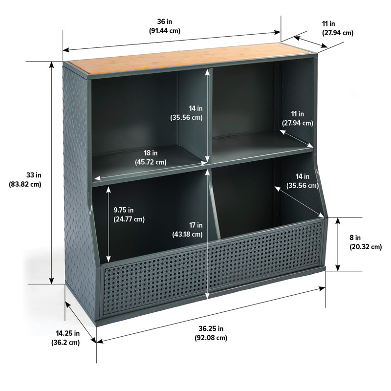 Isabelle & Max™ Metal And Bamboo Multi-Bin Storage Cubby - Charcoal ...
