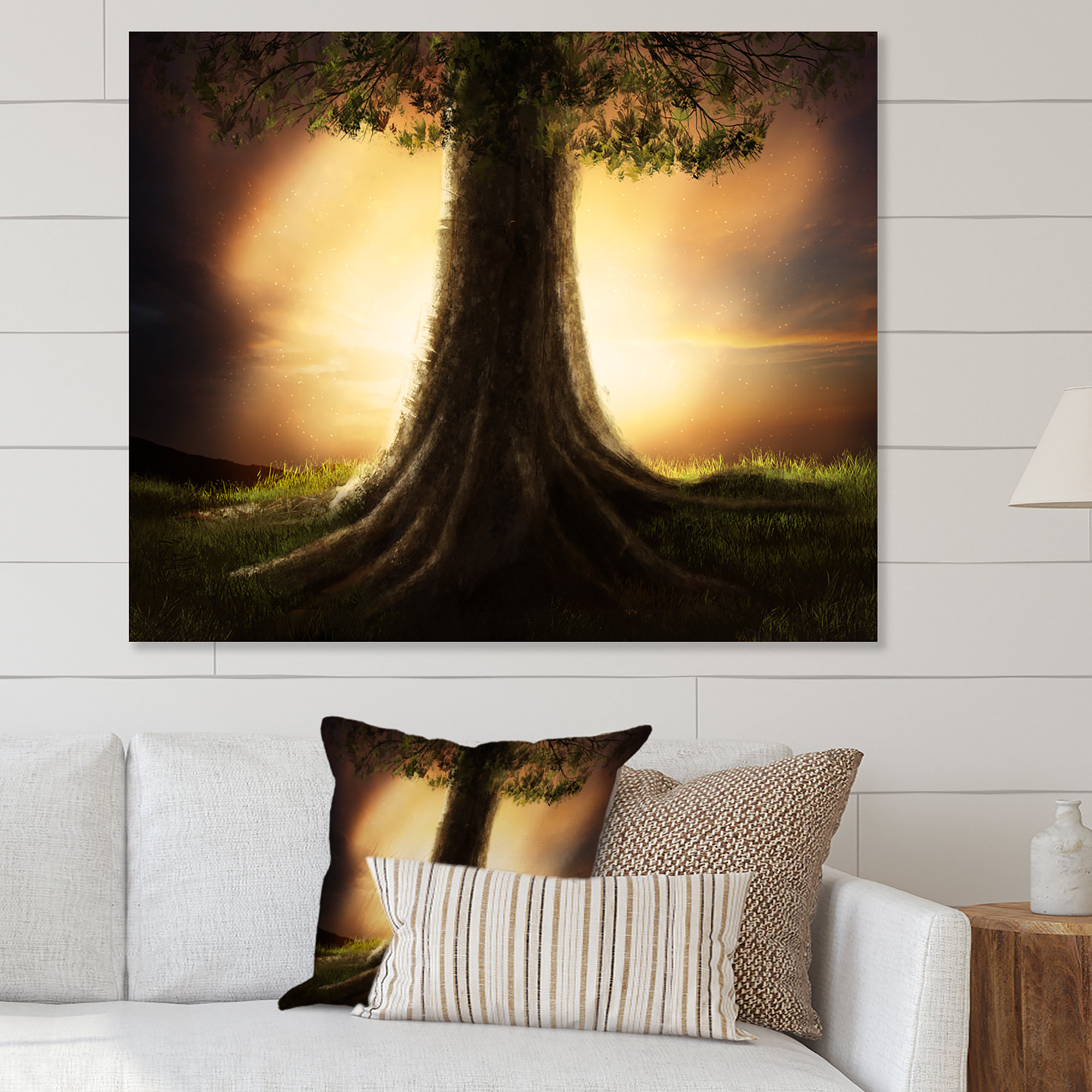 Winston Porter Religious Light in Forest - Wrapped Canvas Painting ...