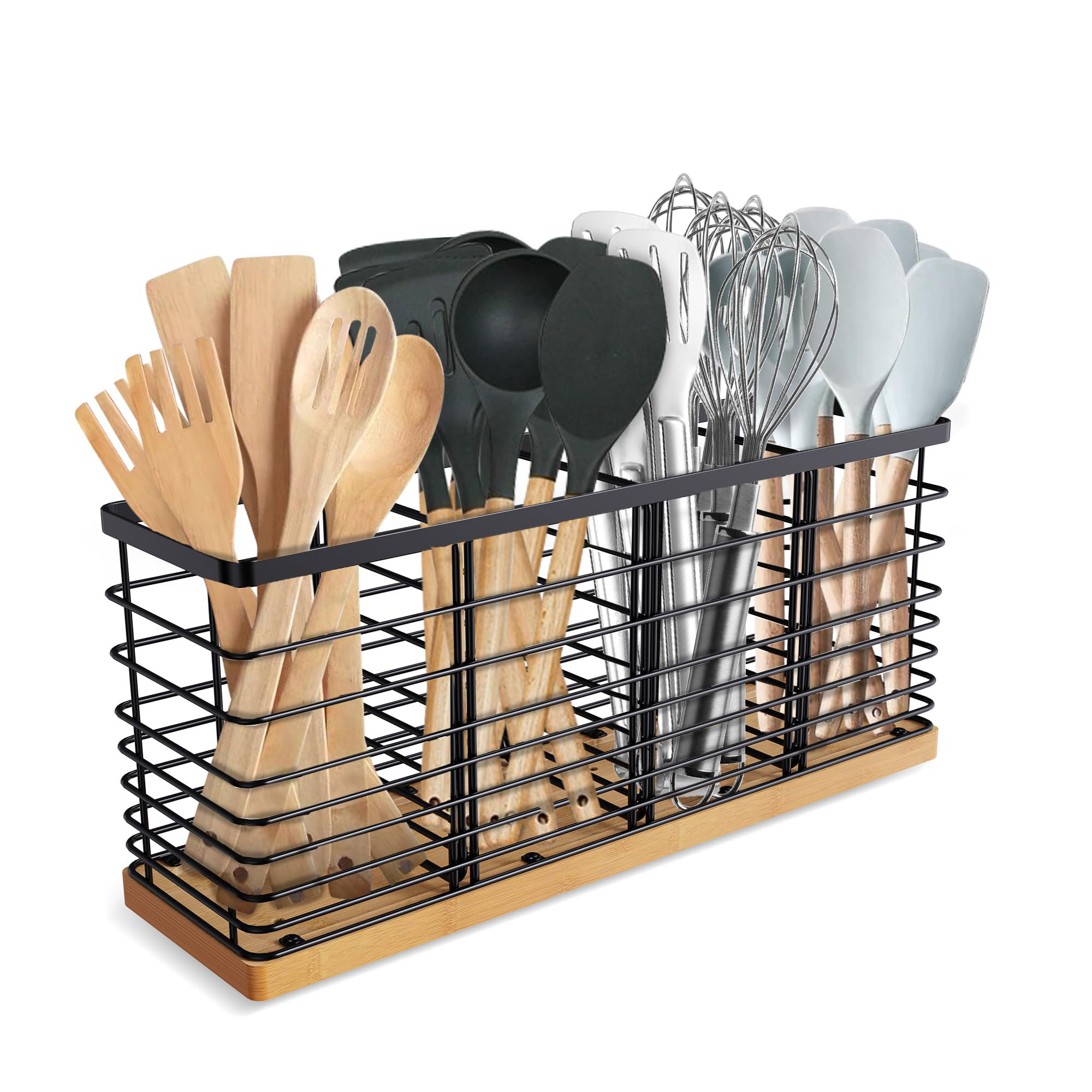 17 Stories Extra Large Kitchen Utensil Holder With 4 Compartments,Matte ...