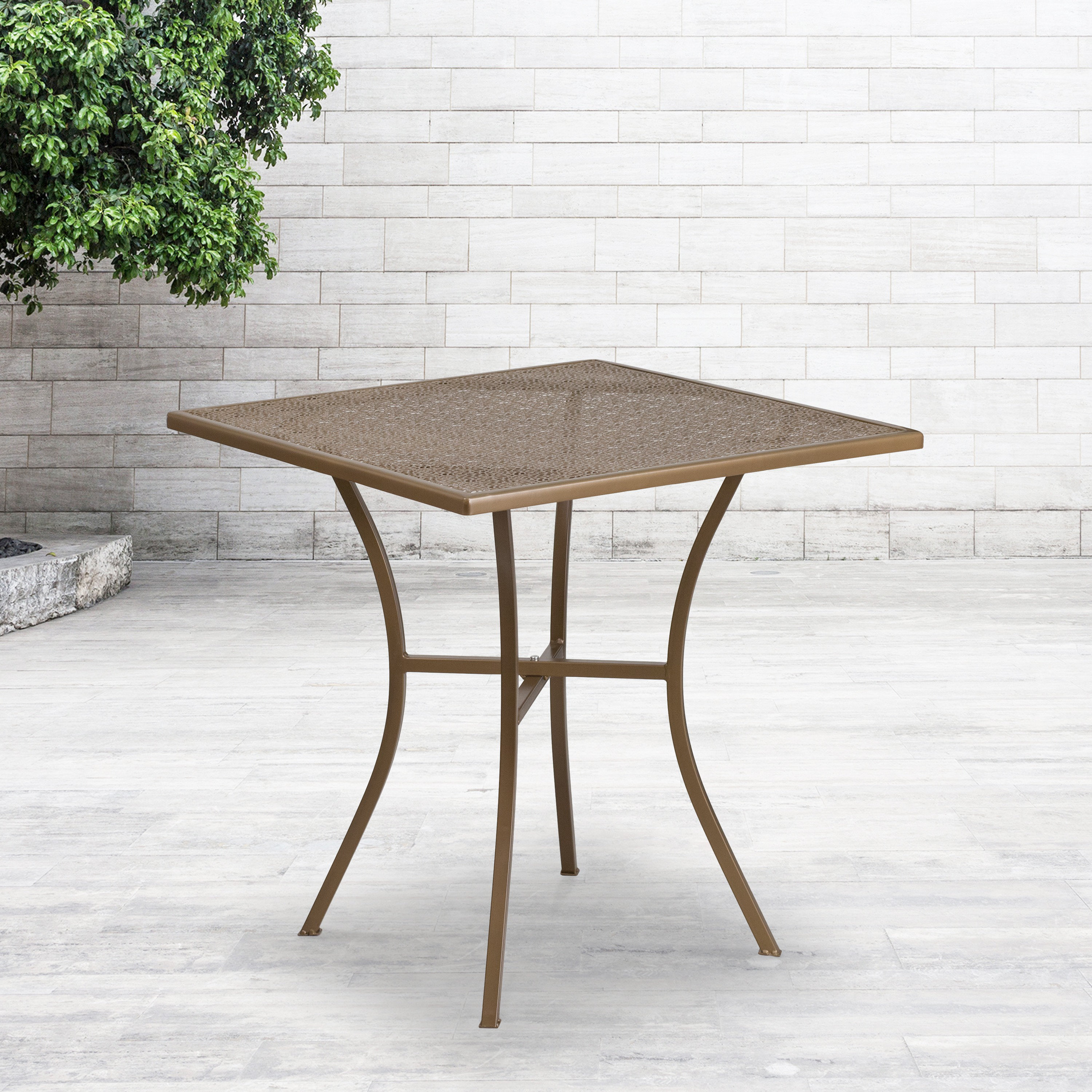 Wade Logan Chanea Square Patio Table | Outdoor Steel Square Patio Table ...