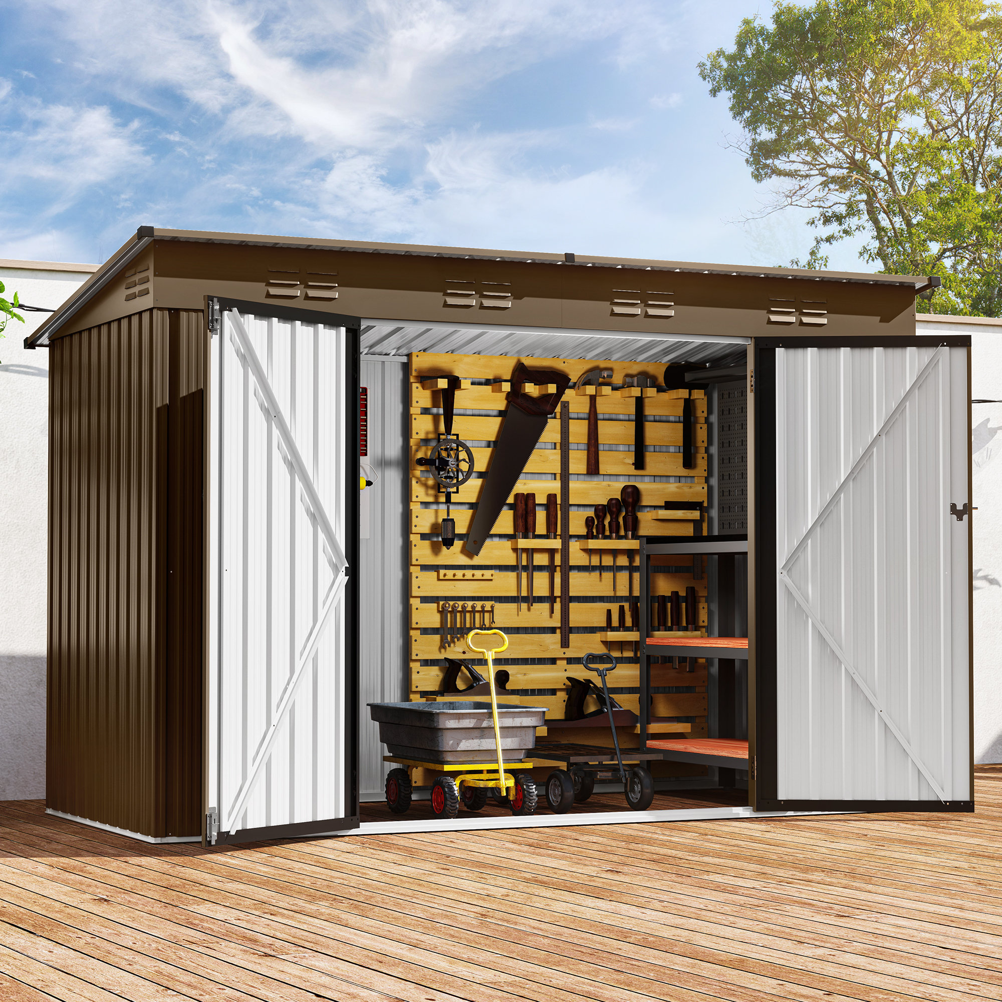 Balconera 9.1 ft. W x 4.2 ft. D Metal Lean-To Storage Shed & Reviews ...