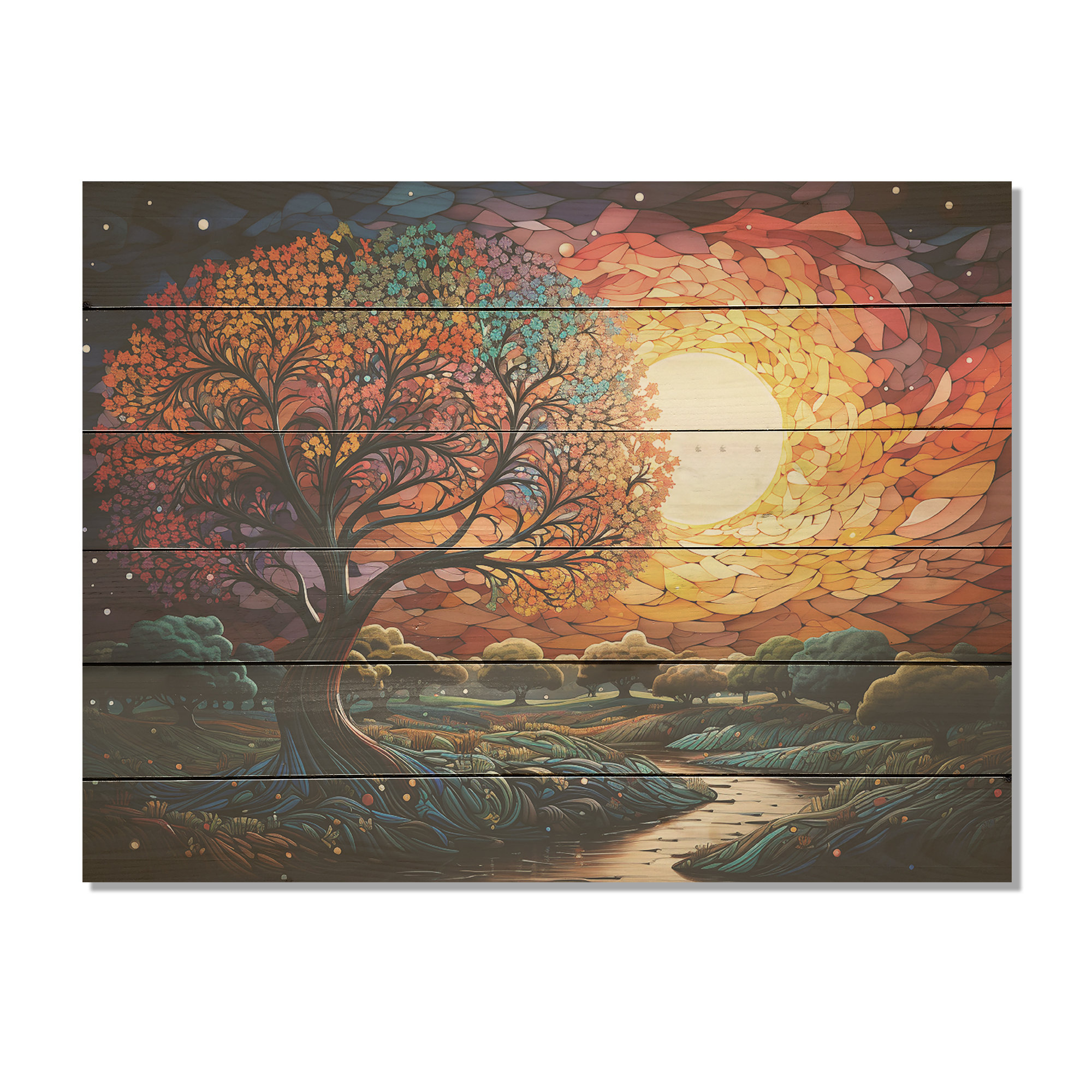 Lark Manor™ Countryside Color Fusion Landscape - Countryside Wood Wall ...