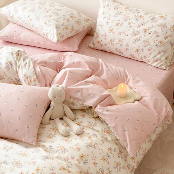 Nayoroom Bedding Pink Flower Flower Botanical Pattern Reversible ...