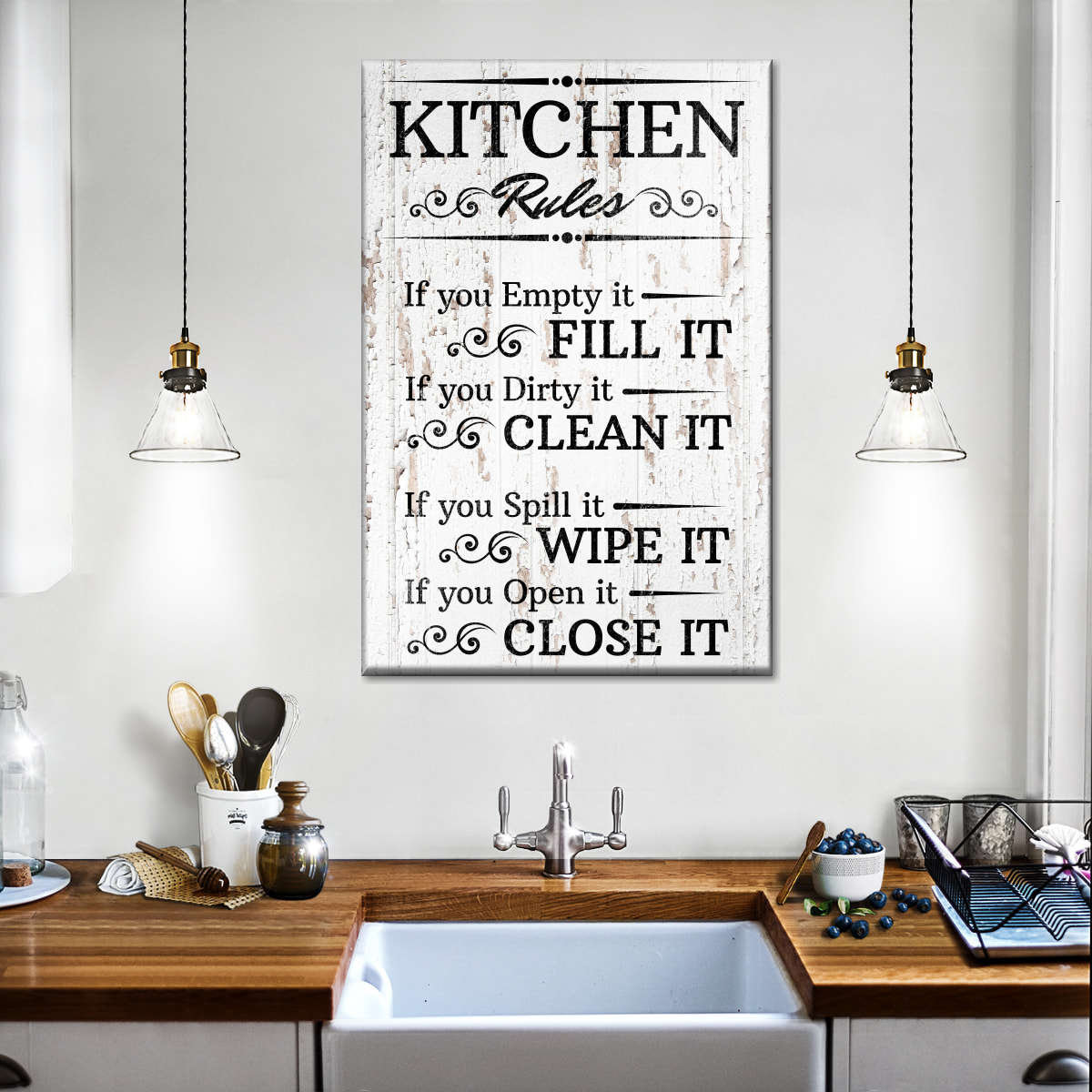 Gracie Oaks Clean Kitchen Sign On Canvas Print - Wayfair Canada