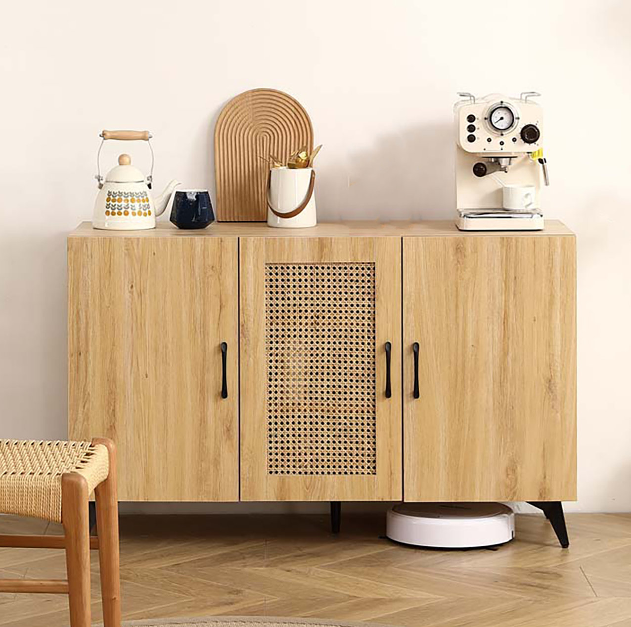 Bay Isle Home™ Kitchen Pantry Cabinets With Rattan Mesh Door Buffet ...