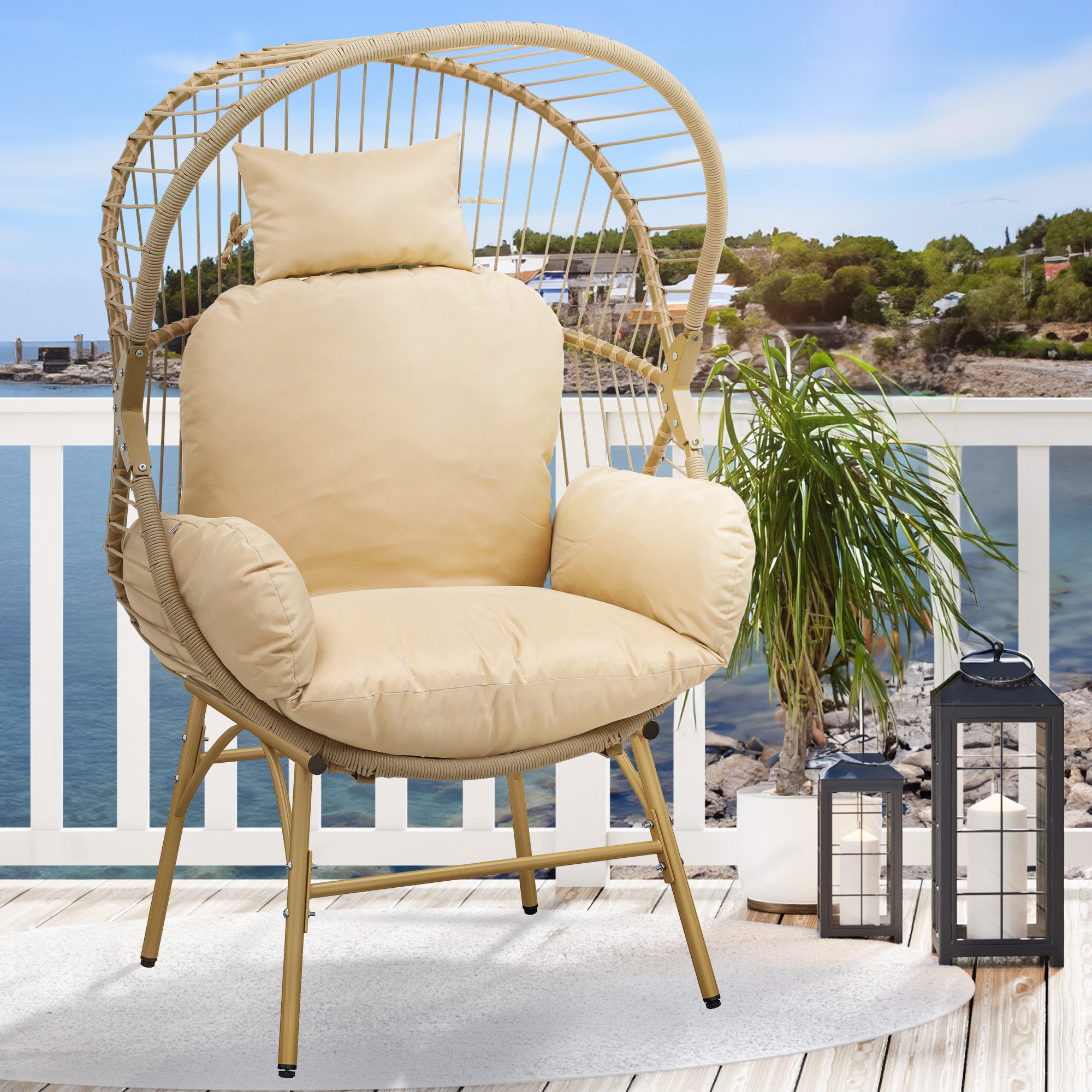 Dakota Fields Coyla Standing Egg Chair with Stand & Reviews | Wayfair