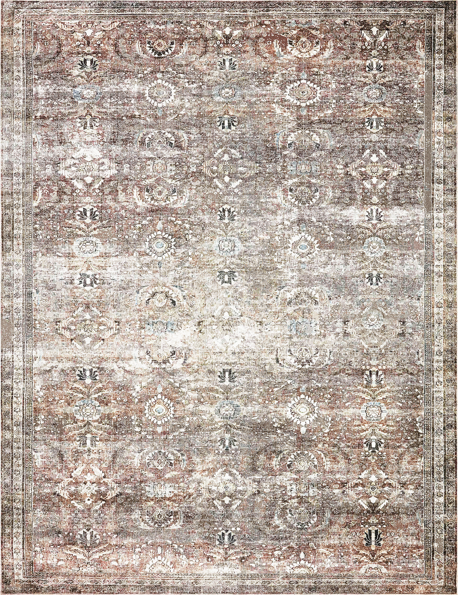Bungalow Rose Aarusan Machine Washable Oriental Brown/Rust Area Rug ...