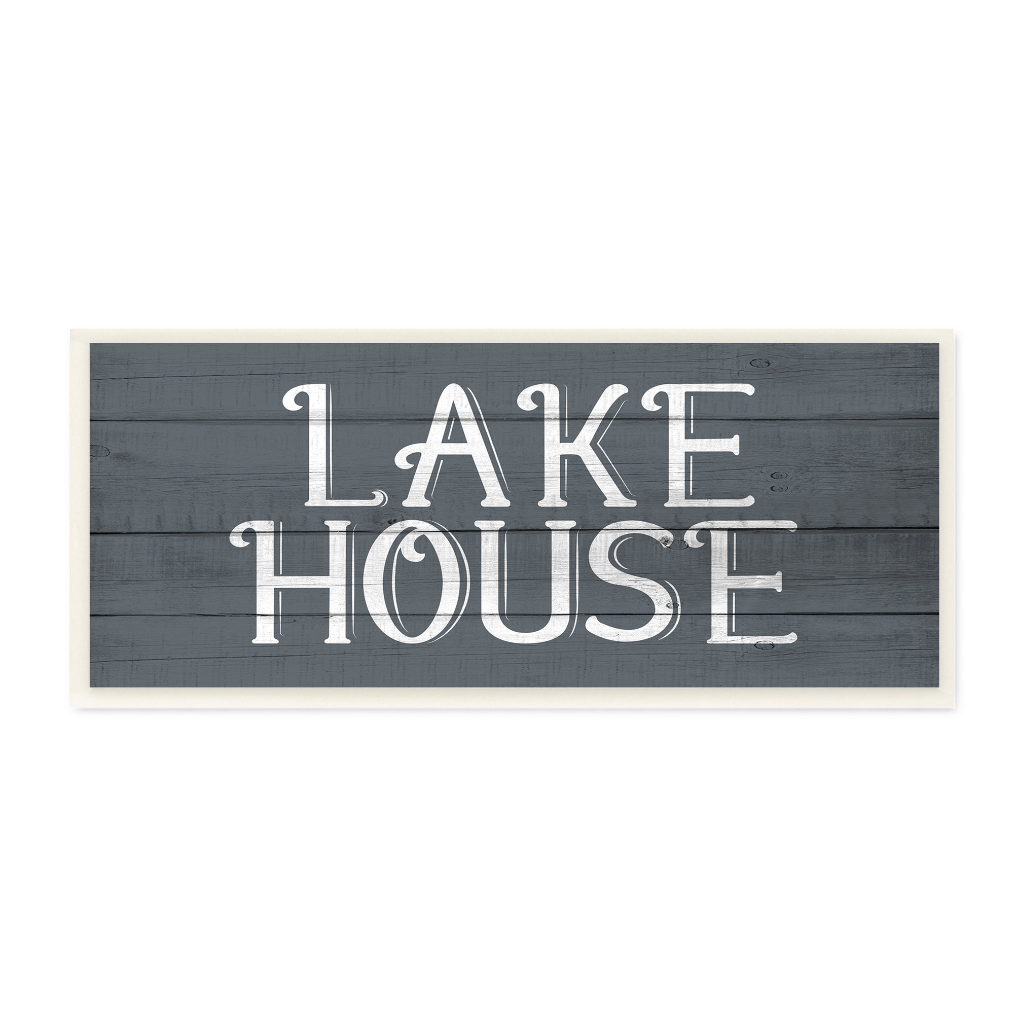 Loon Peak® Lake House Sign Blue White Planked Look | Wayfair
