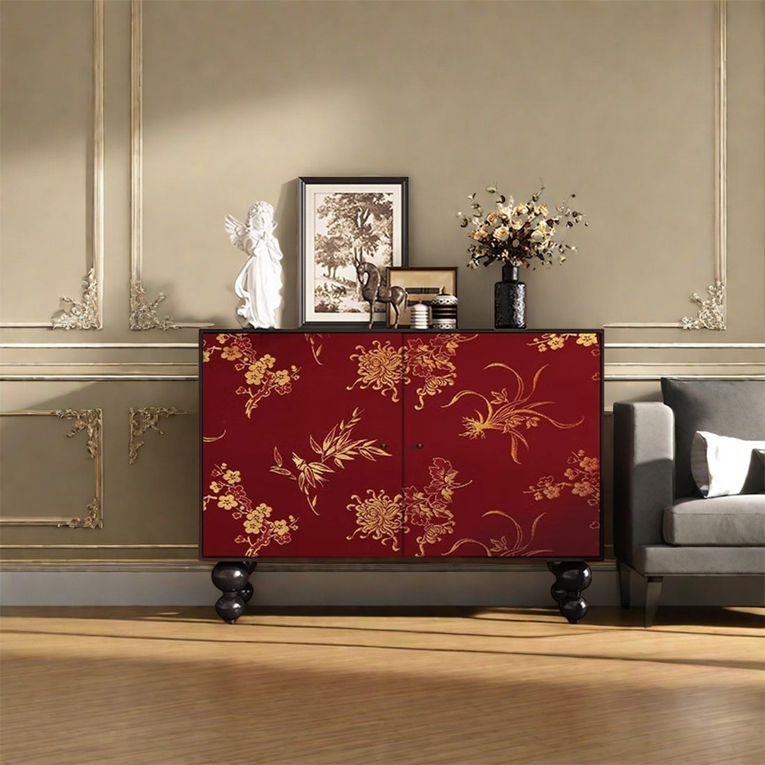 interanest Walnut Wood Storage Cabinet with Spacious Design | Wayfair