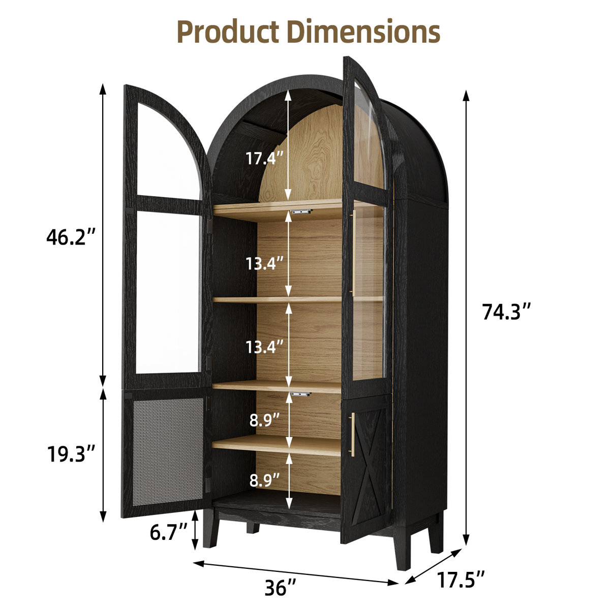 Breakwater Bay Tall Arch Storage Cabinet, Arched Kitchen Pantry Cabinet ...