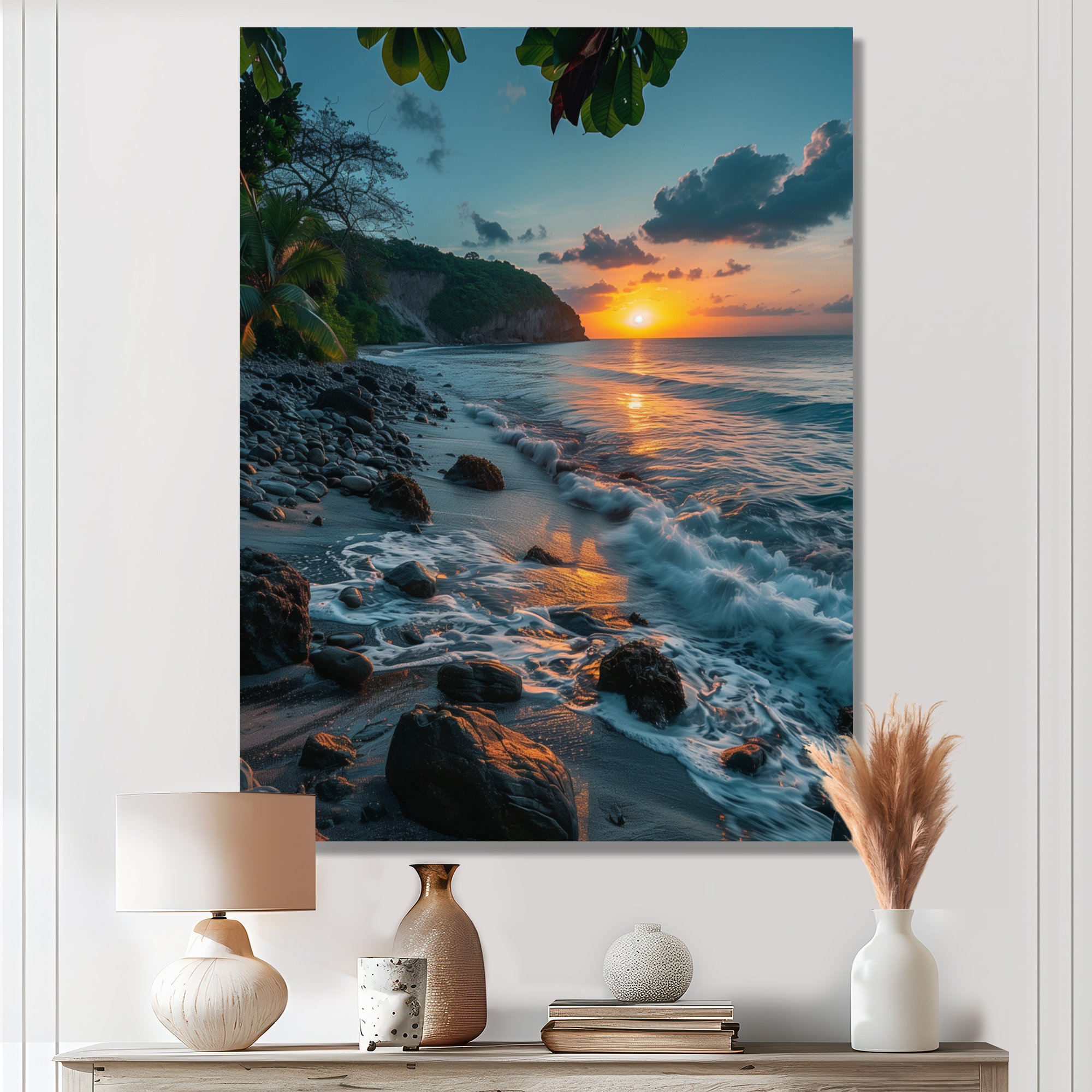 Highland Dunes Panoramic Photo Of Rocky Beach At Sunrise IV - Beach ...