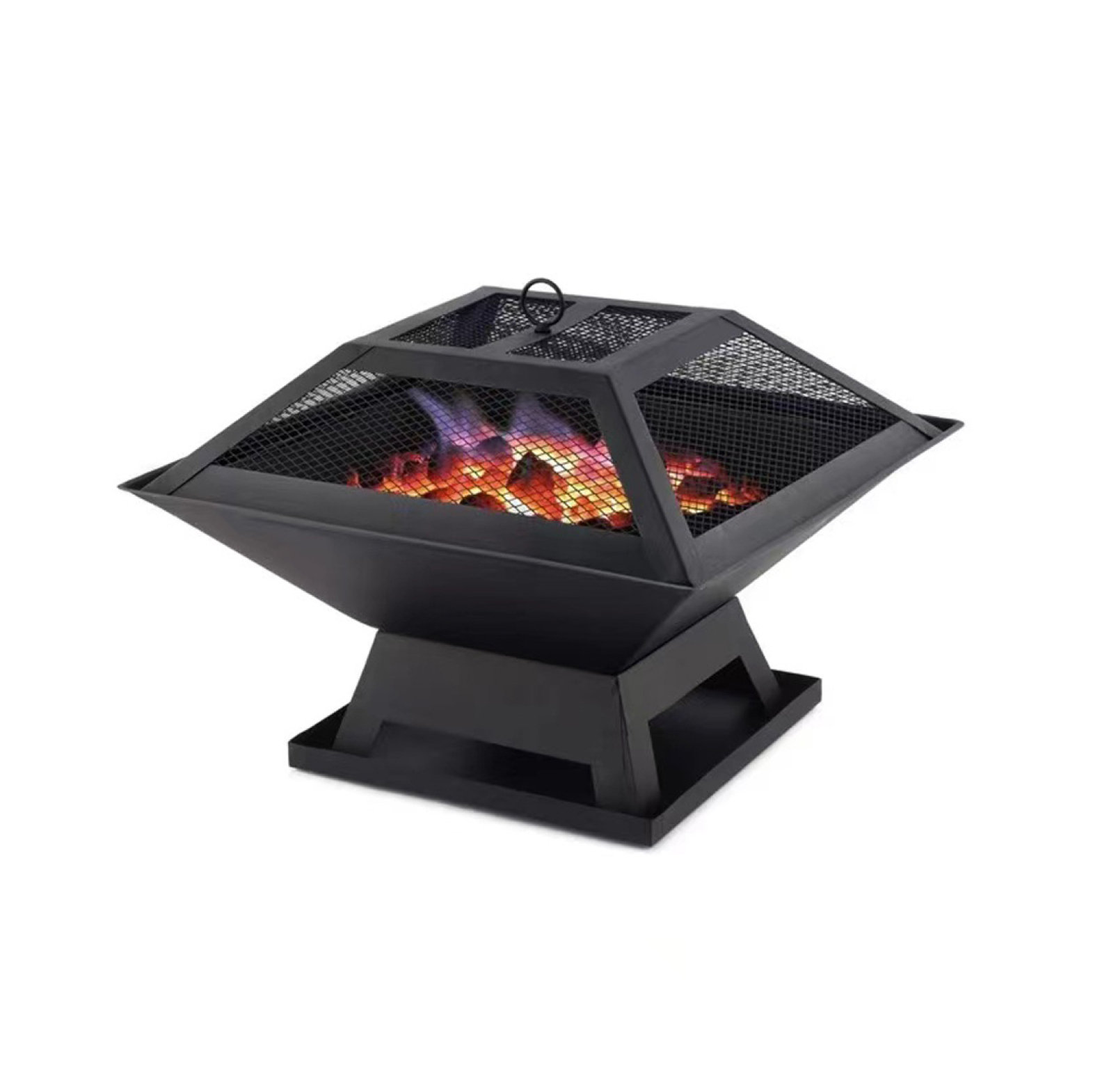 YSVIGI Square Portable Fire Pit, Small Outdoor Wood Burning Fire Pit ...