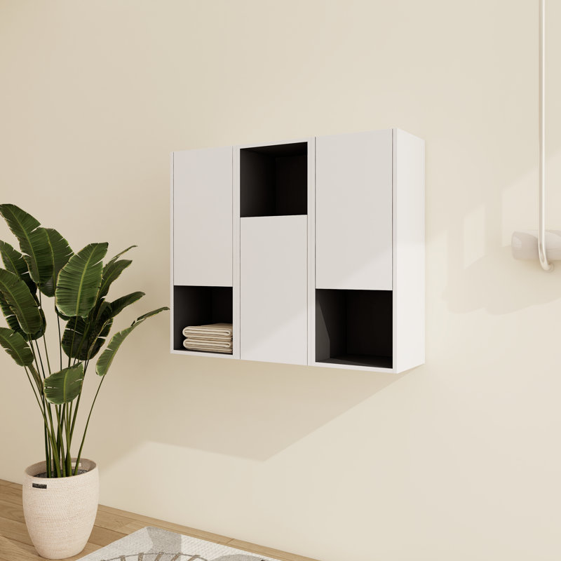 Hokku Designs Wall-Mounted Bathroom Cabinet with Open & Closed Storage ...