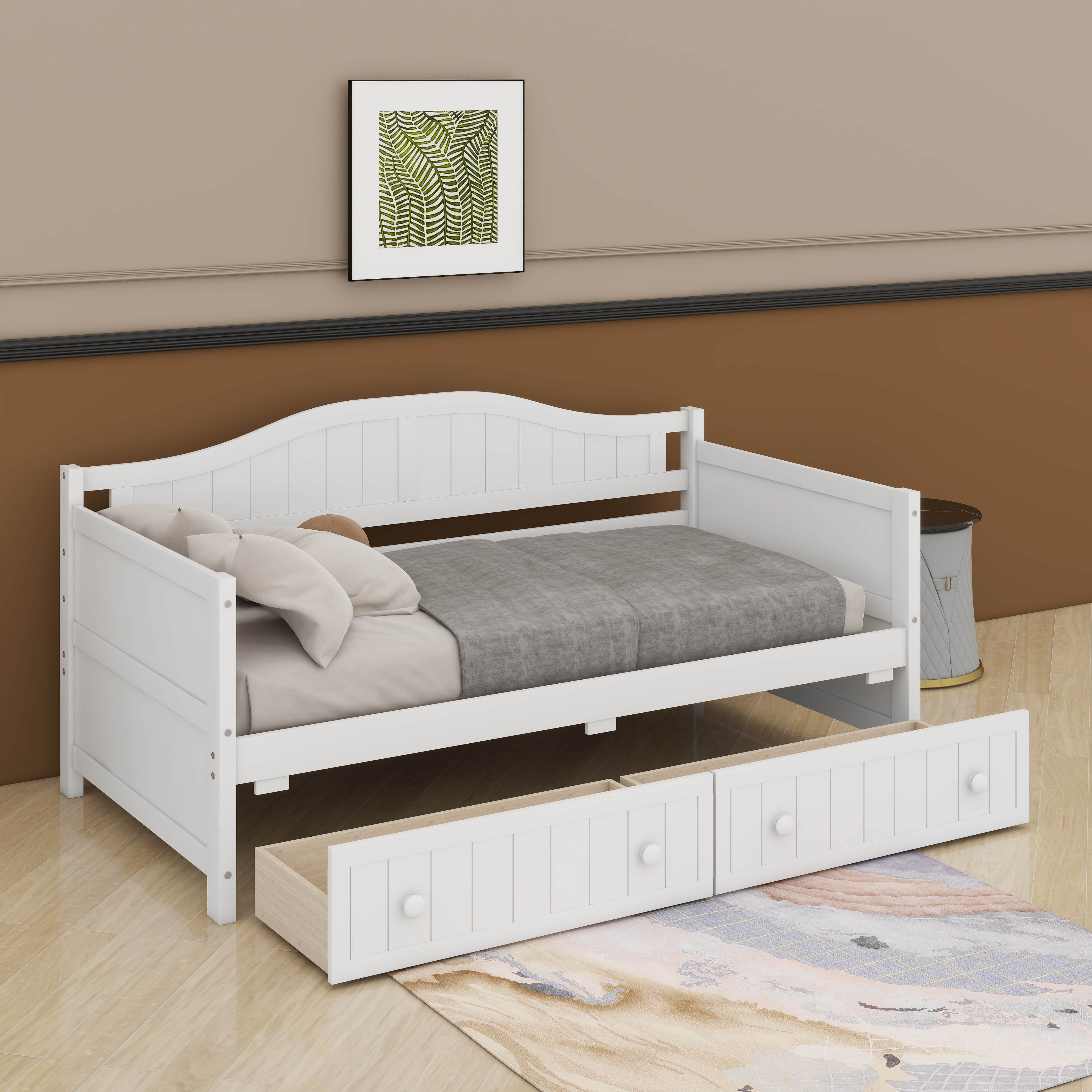 August Grove® Daybed With Storage Drawers, Wooden Day Bed Frame With ...