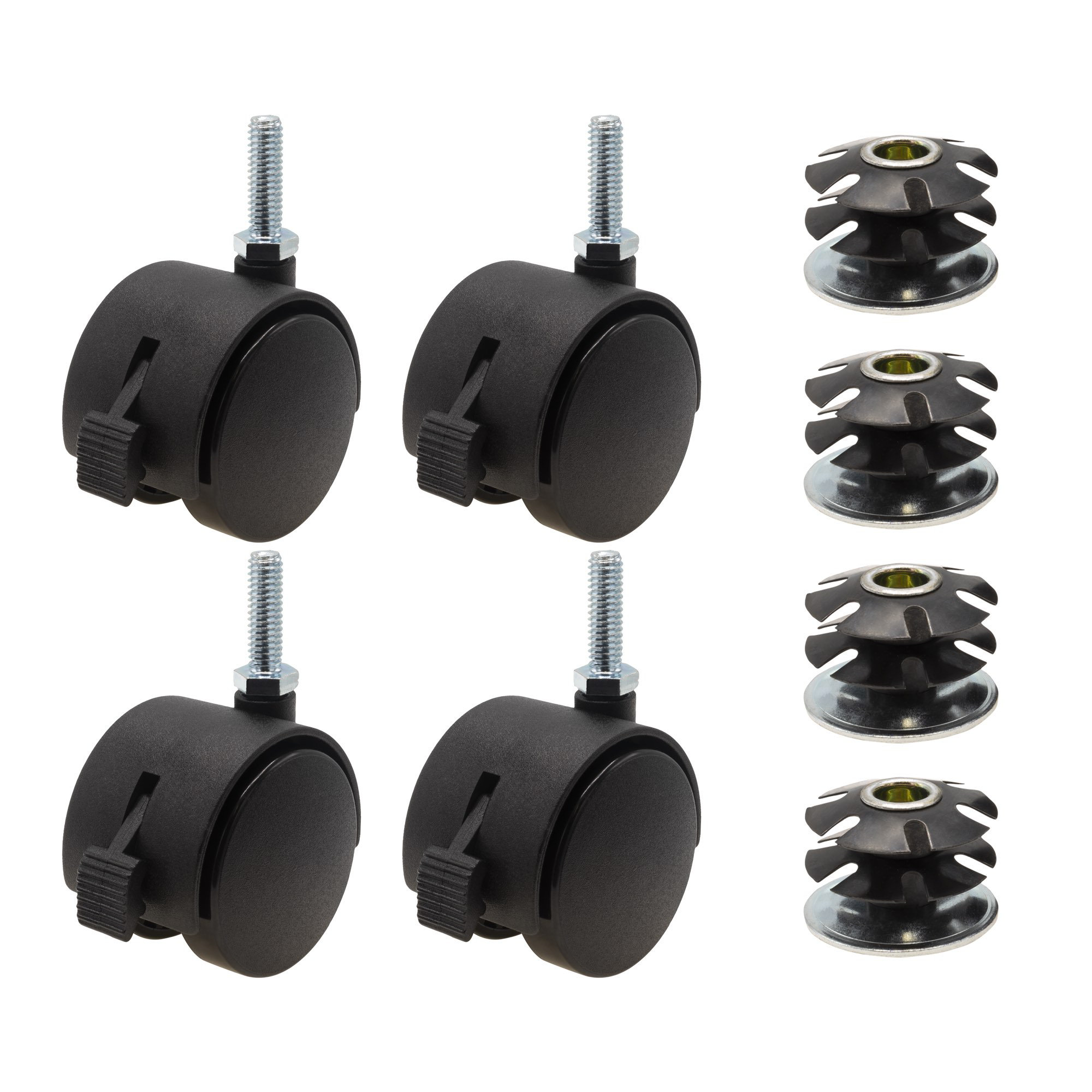 Outwater 1-1/2in. Round Metal Double Star Caster Inserts With Brakes ...