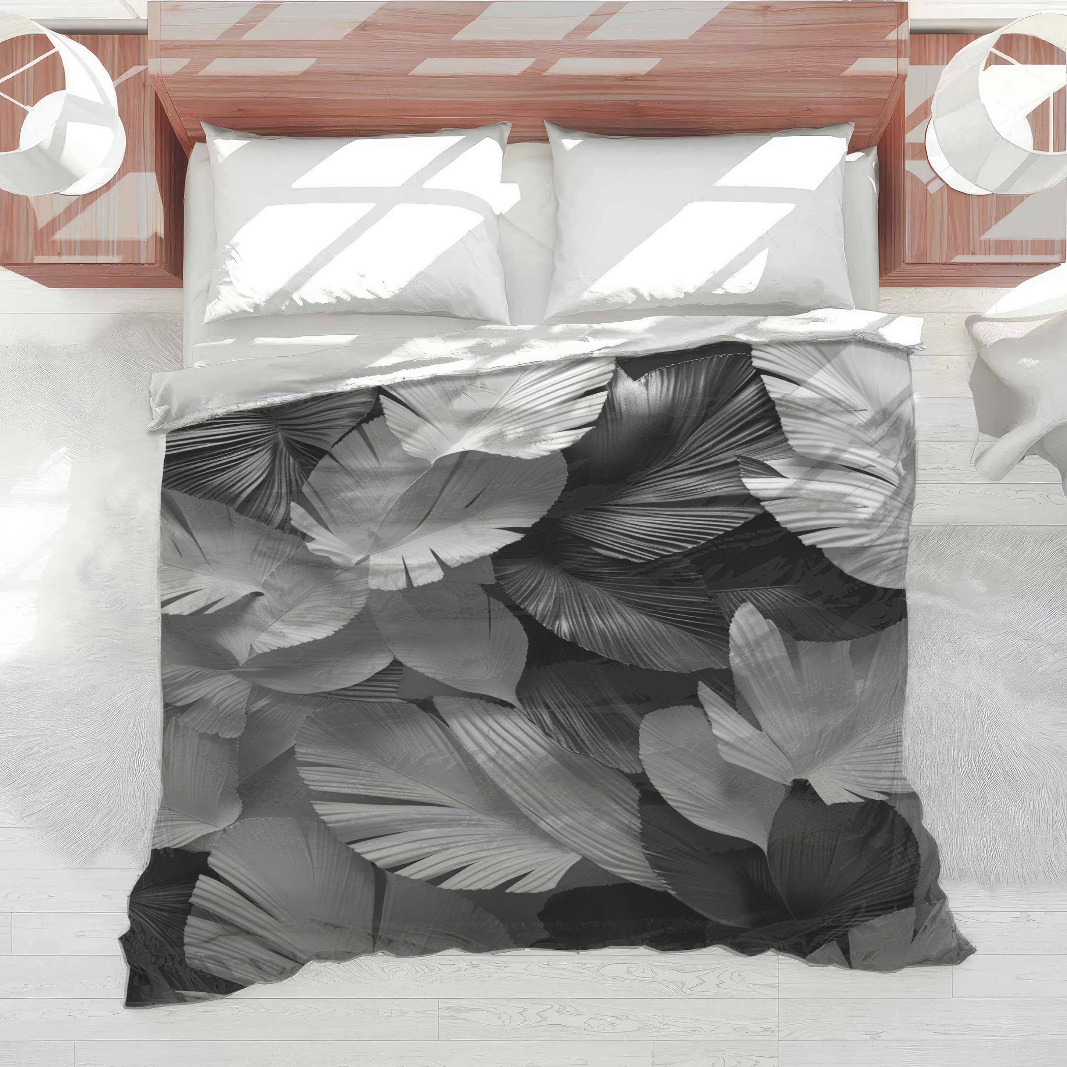 VisionDecor Monochrome Leaf Arrangement Comforter | Wayfair