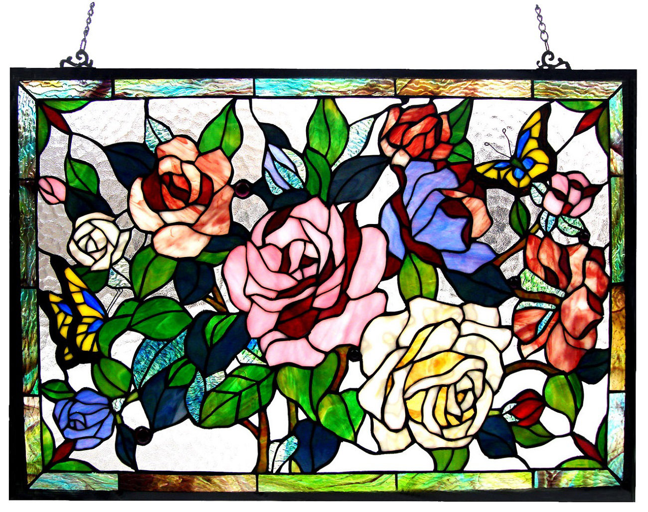 Astoria Grand Roses / Butterflies Design Window Panel & Reviews | Wayfair