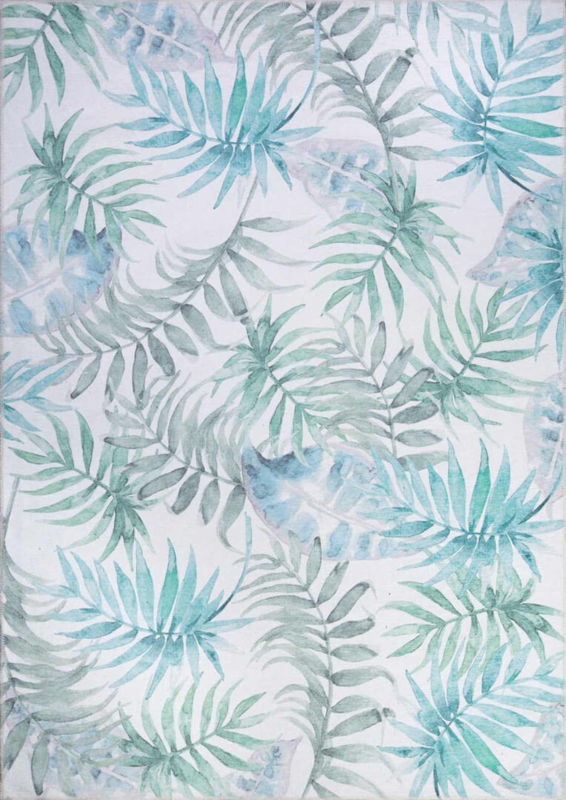 Orren Ellis Green Blue White Floral Woven Base Decorative Carpet | Wayfair
