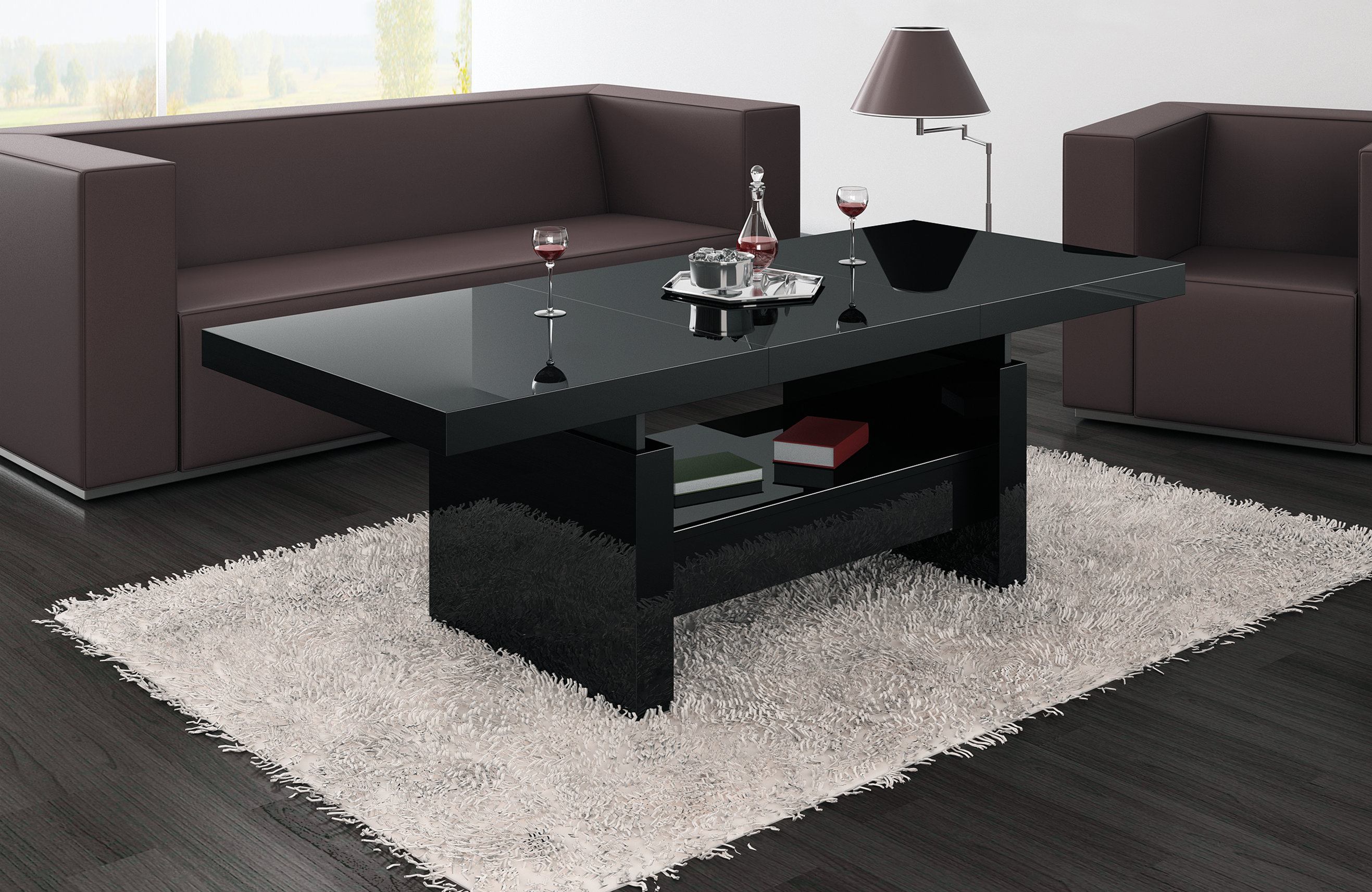 Latitude Run® Saban Lift Top Extendable Sled Coffee Table with Storage ...