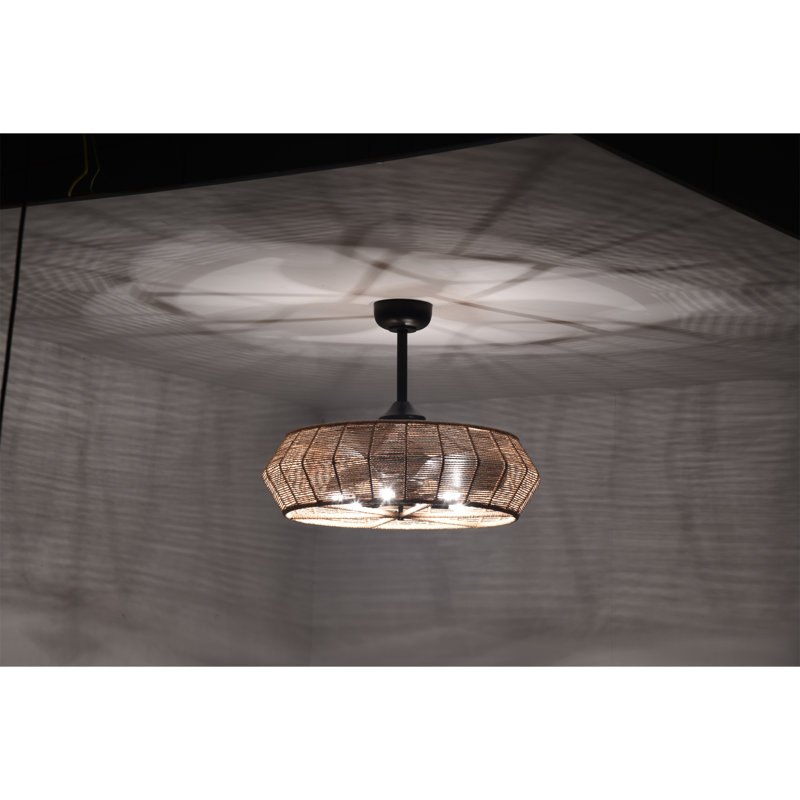 Warehouse of Tiffany Akasha 28 Inch Rattan Rope Ceiling Fan 6 Light ...