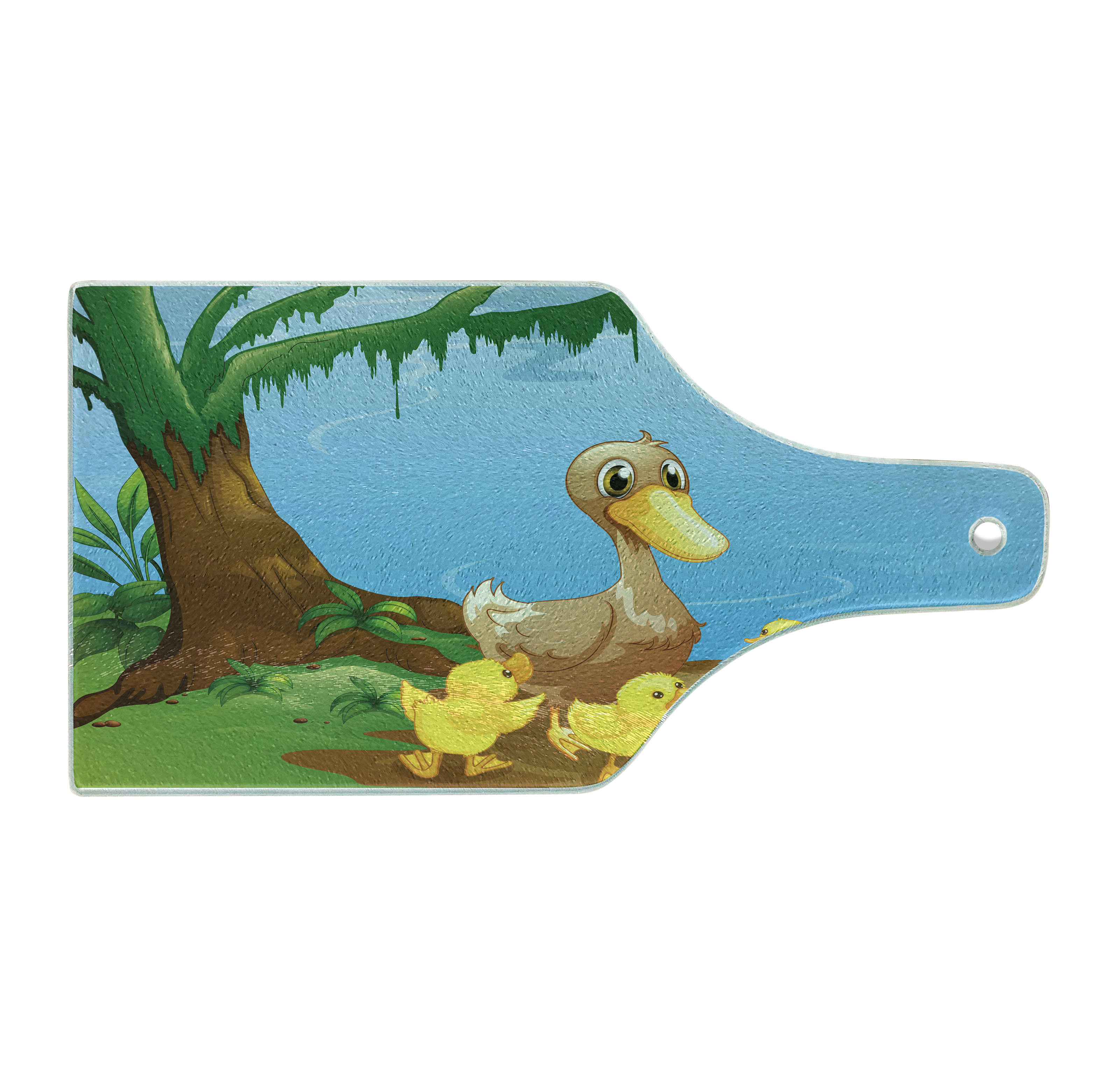 Ambesonne Duck Tempered Glass Cutting Board Duck and Ducklings ...