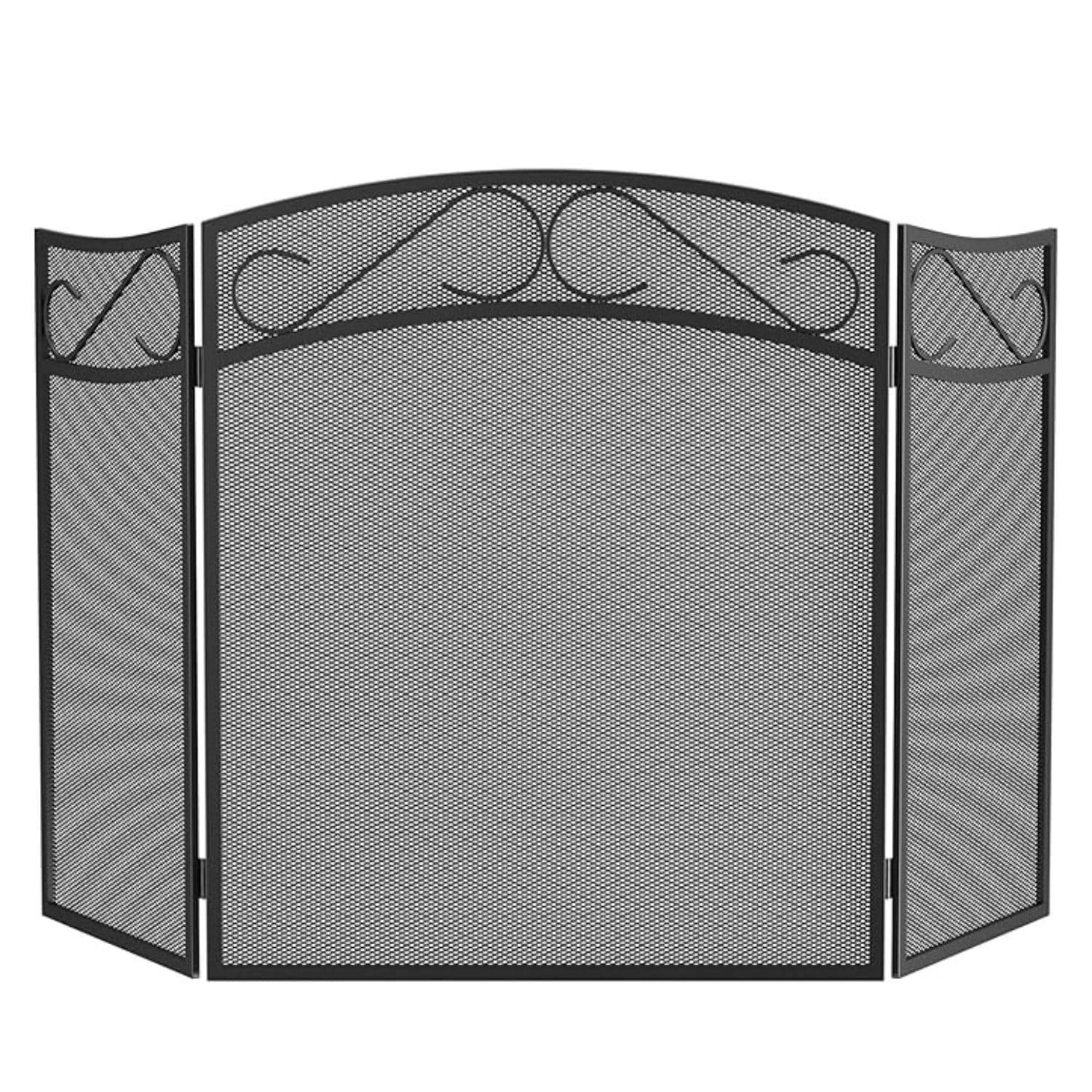 Red Barrel Studio® Foldable 3 Panel Wrought Iron Fireplace Screen | Wayfair