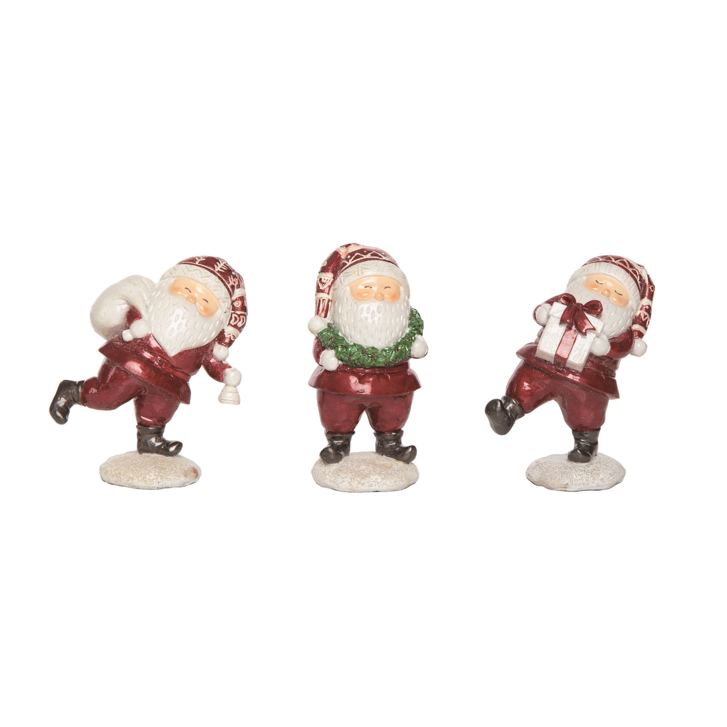 The Holiday Aisle® Resin Jolly Santa Figurine Set of 3 Christmas Home ...