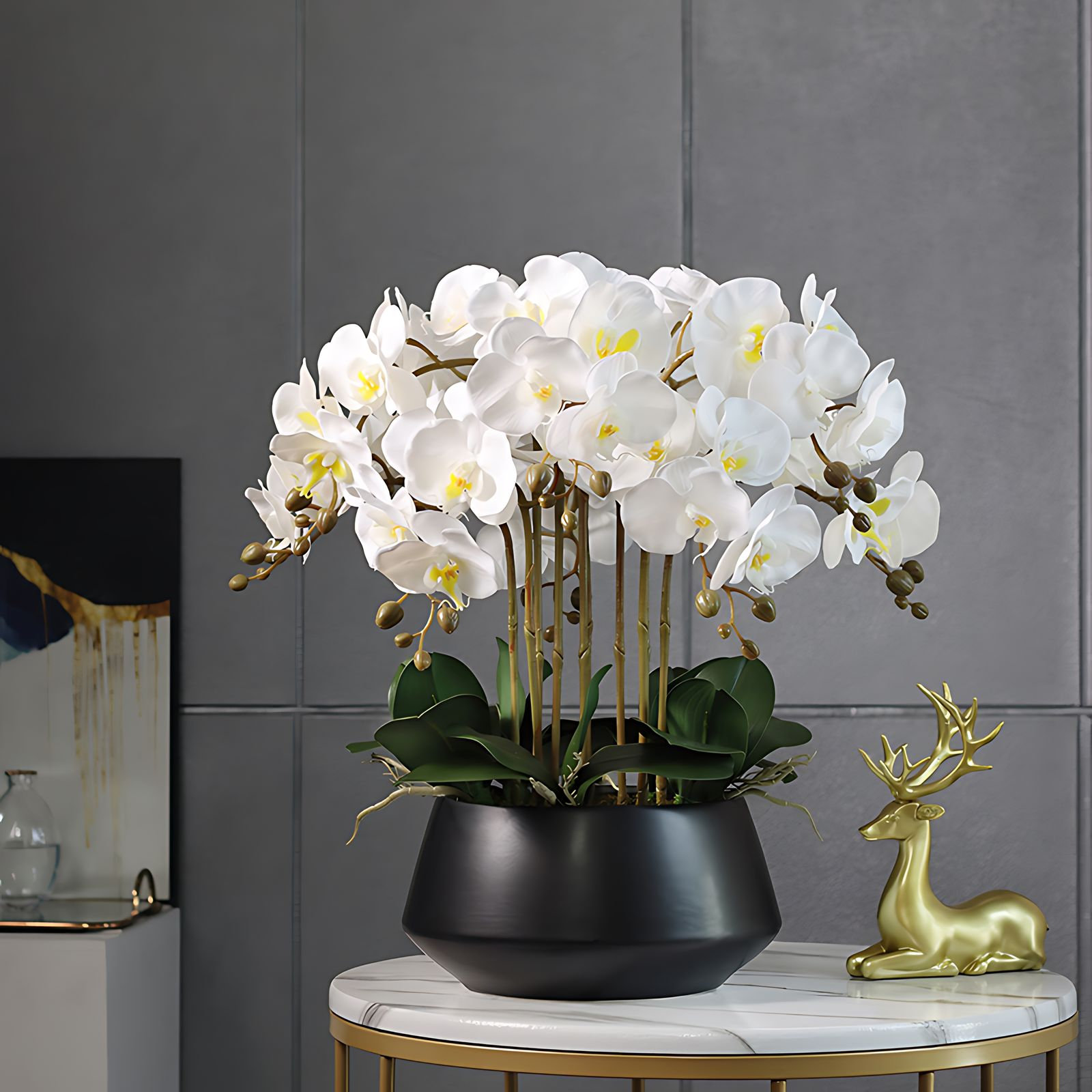 Padise Epoch Artificial Phalaenopsis Orchid Floral Arrangements in Pot ...