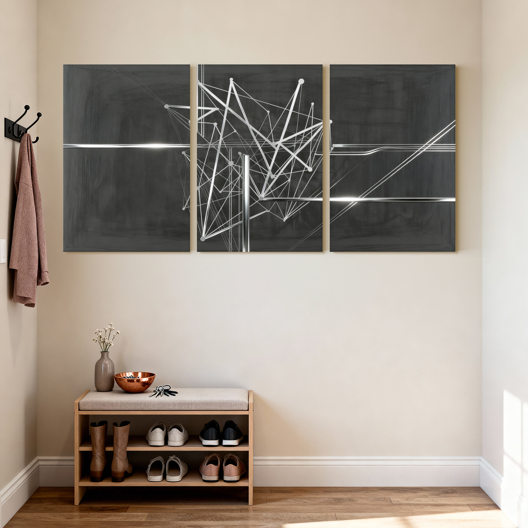 Wrought Studio™ Abstract Geometric Lines and Nodes Canvas Wrapped Wall ...