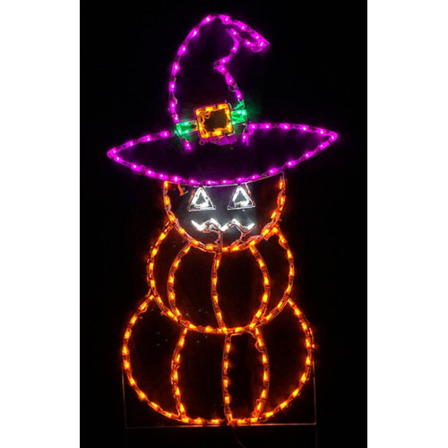 Lori's Lighted D'Lites Stacked Pumpkins with Witch's Hat Halloween ...