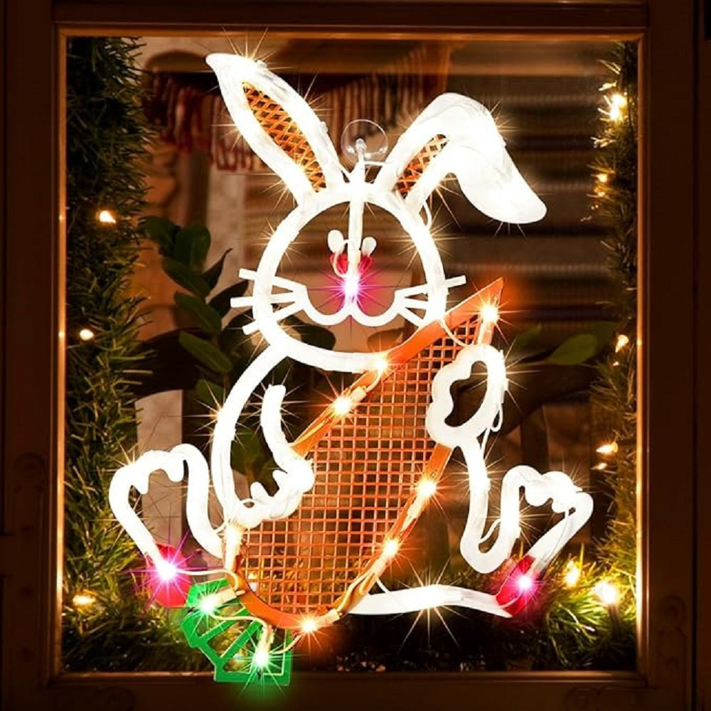 Ophelia & Co. 17 Inch Lighted Easter Bunny Rabbit Spring Window ...