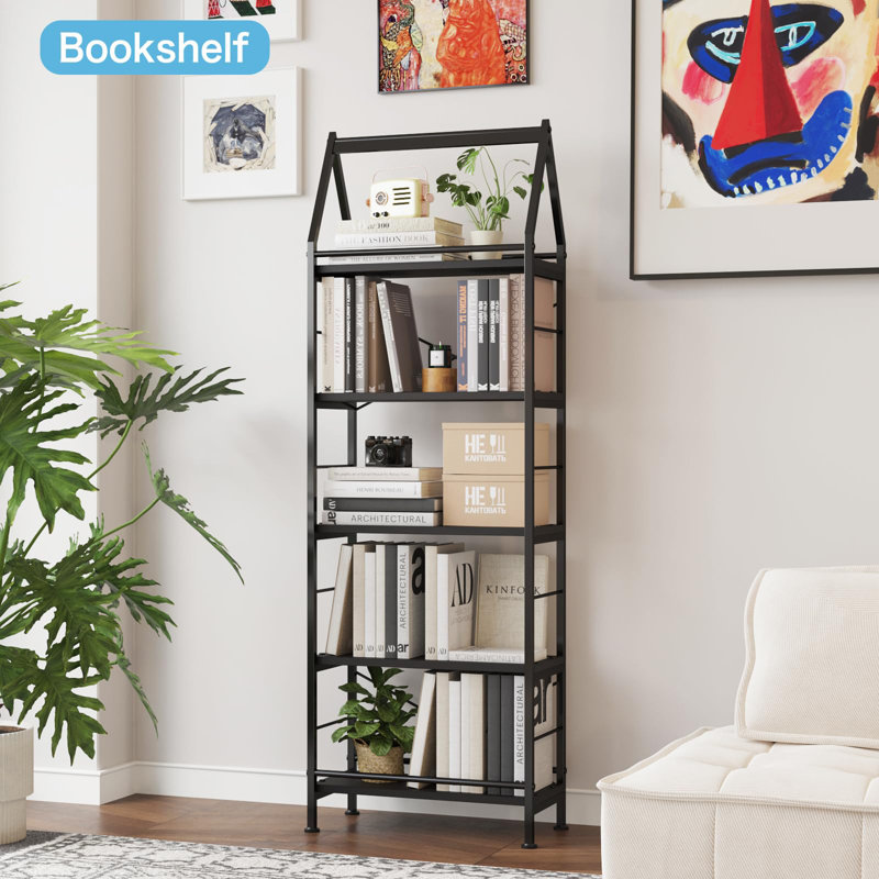 Gracie Oaks 5-Tier Bookshelf, 24 Inch Tall Standing Bookcase, Modern ...