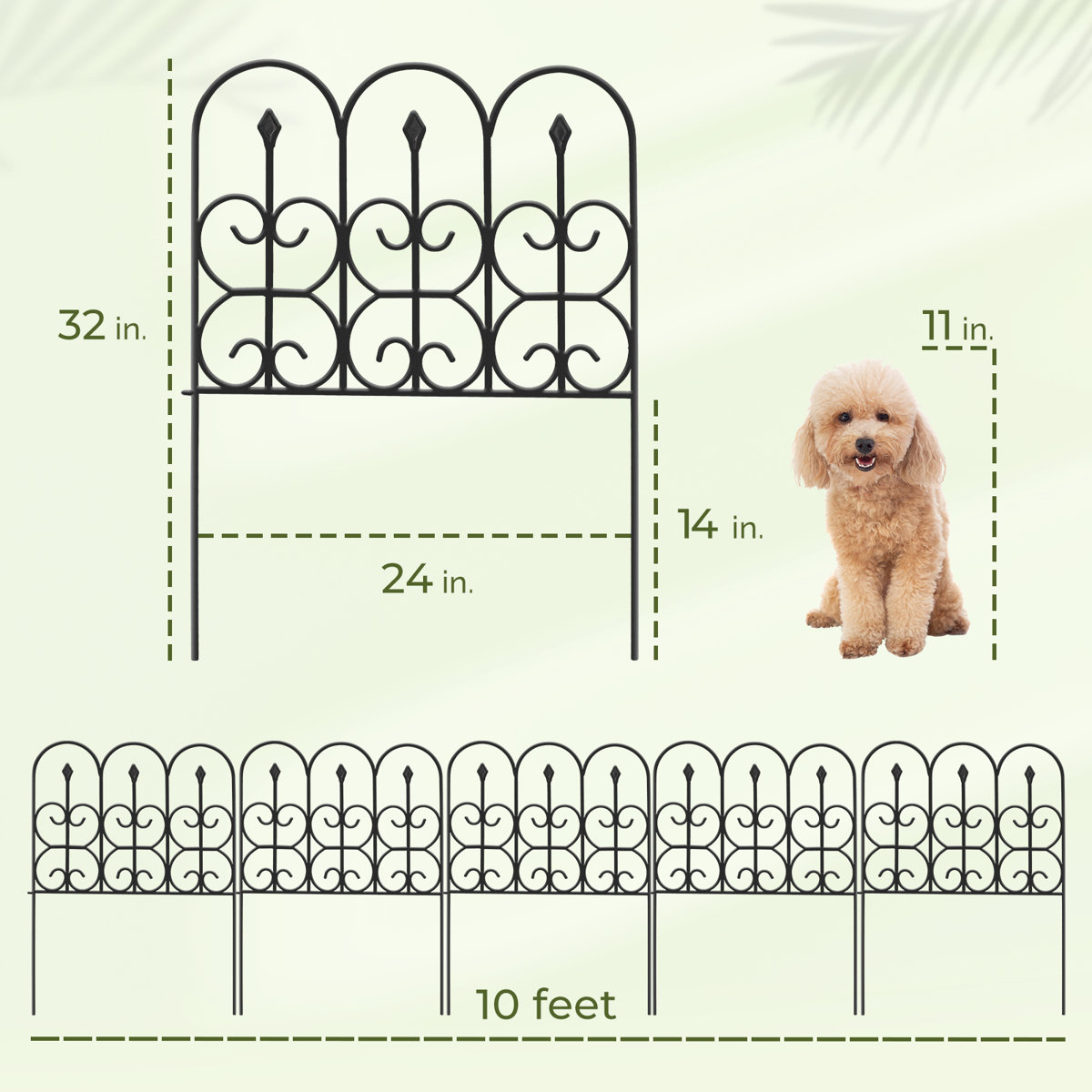 Red Barrel Studio® 32'' H x 24'' W Black Metal Fencing with 5 Panels(s ...