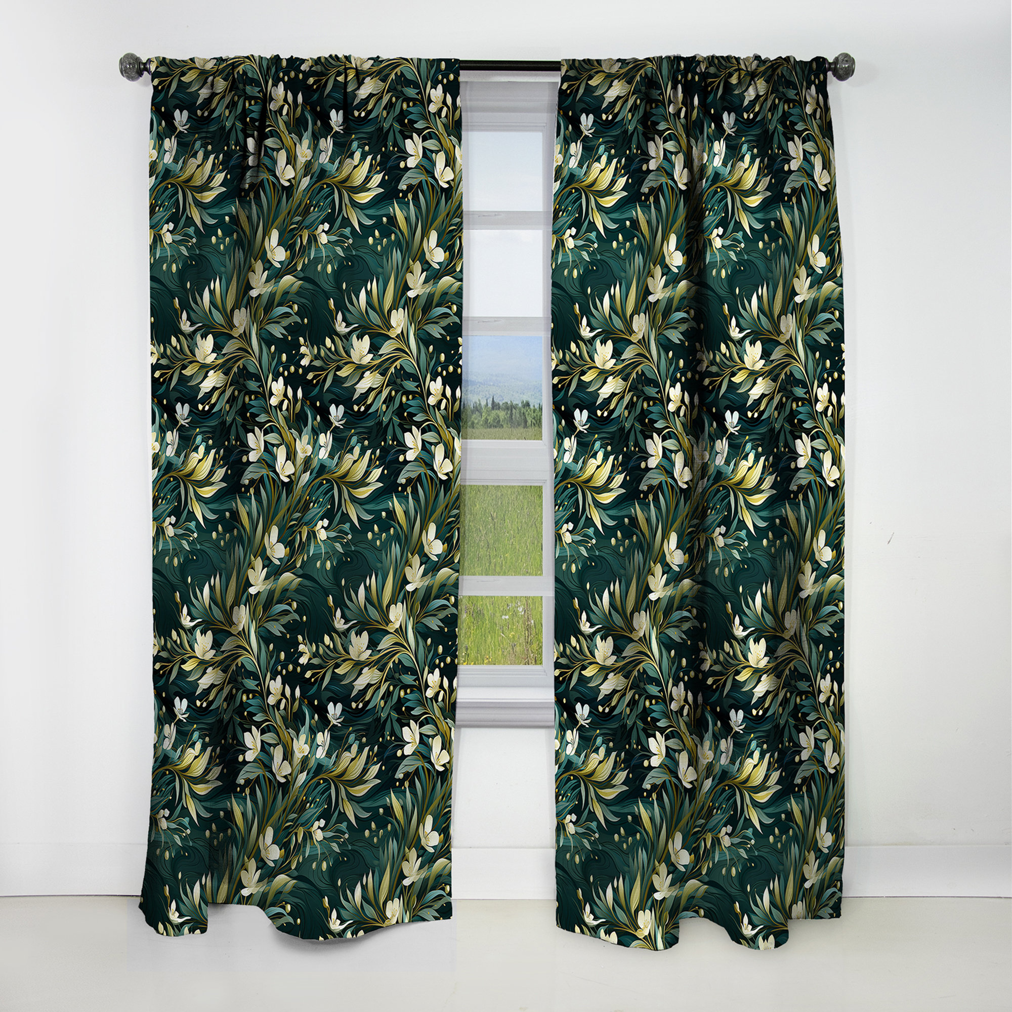 Design Art Mangrove Serenity Tropical Pattern I - Floral Curtain ...