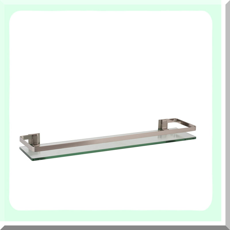 BRBCA NickelGuard Wall-Mount Glass Shelf with Rail | Wayfair